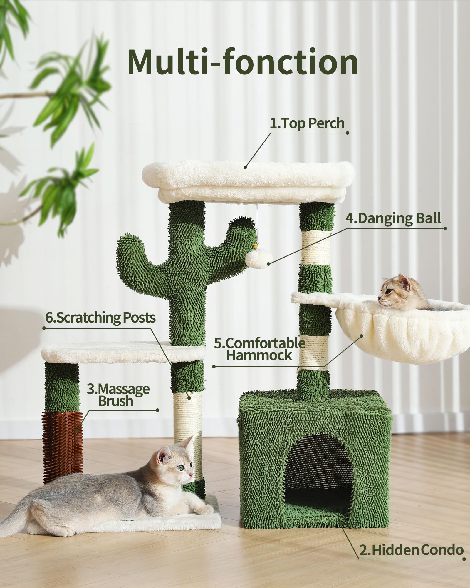 Snapklik.com : Hoopet Cat Tree,32 Inch Cute Cactus Cat Tower For Indoor ...