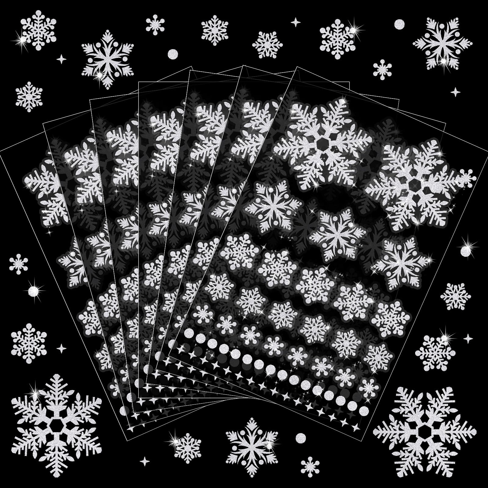 Amazon.com: Whaline Winter Snowflake Stickers Christmas Glitter Silver ...