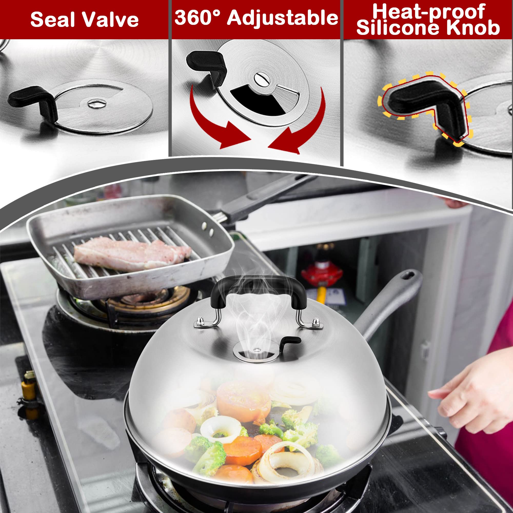 Snapklik.com : Cheese Melting Dome Set Of 3, Joyfair Griddle Basting ...