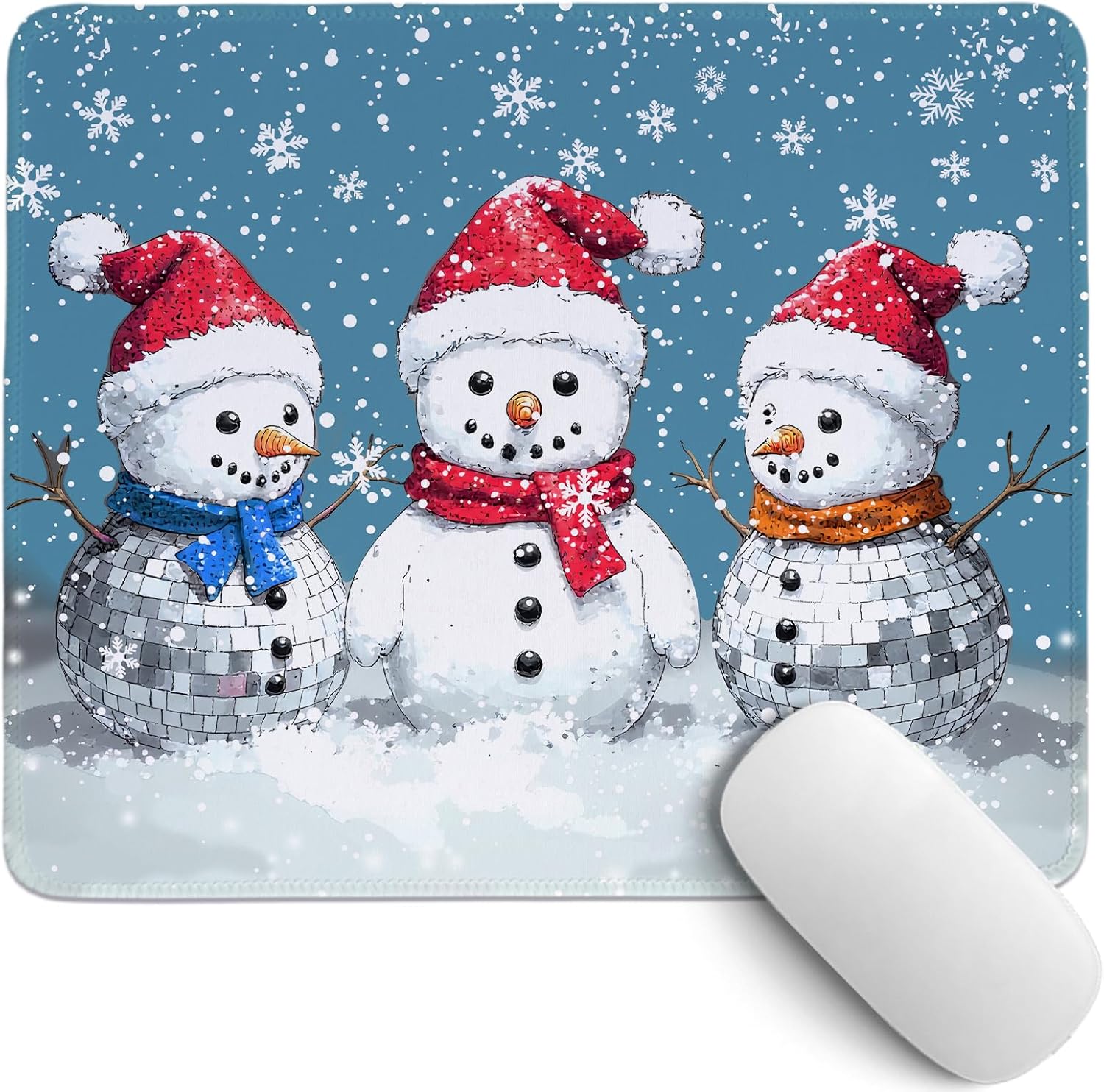 Amazon.com: PaJiaNi Blue Christmas Snowman Mouse Pad,Winter Mouse Pad ...