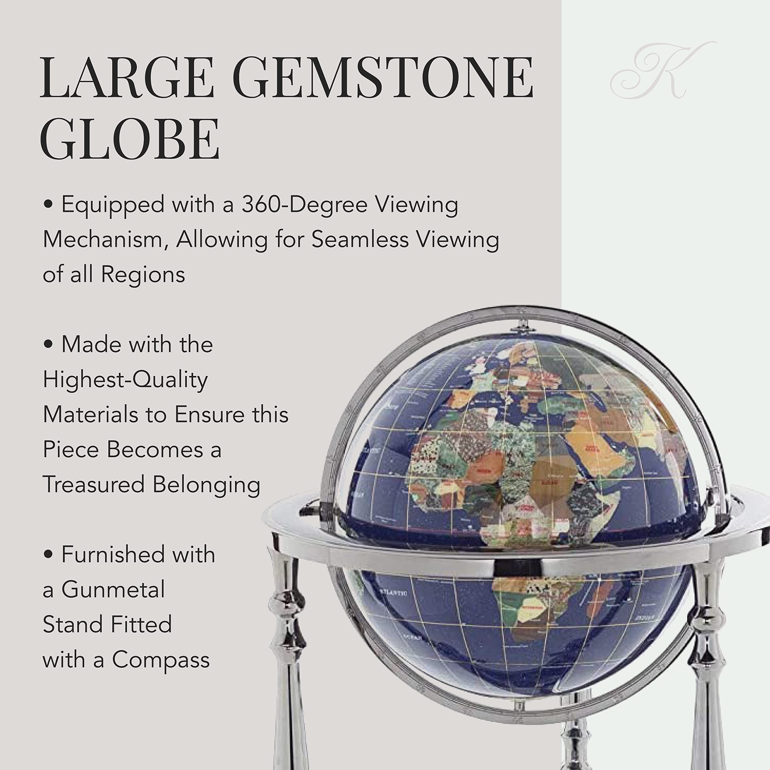 Large Floor Gemstone Globe