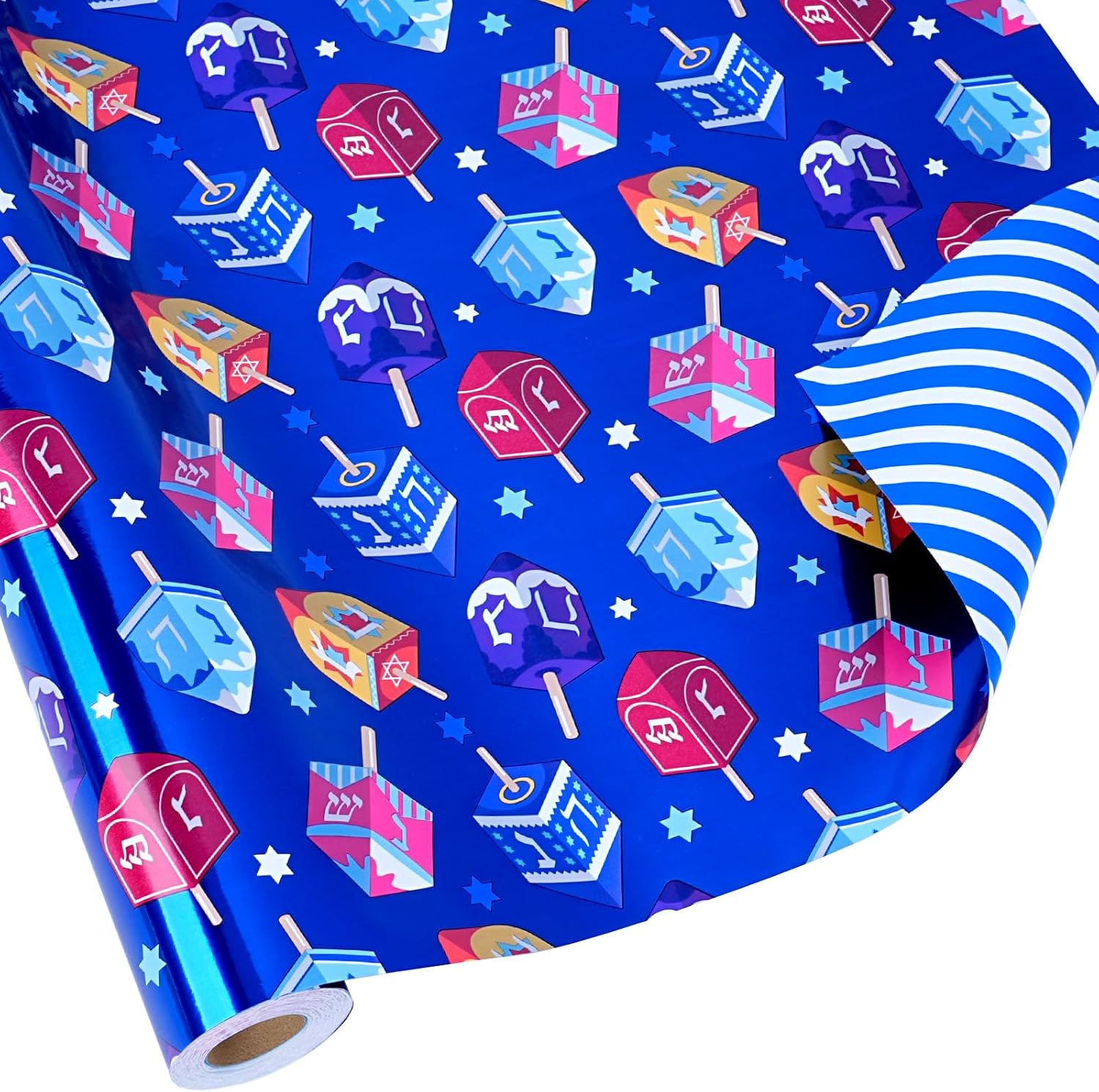 Amazon.com: LaRibbons Hanukkah Wrapping Paper Roll, Double-Sided Foil ...