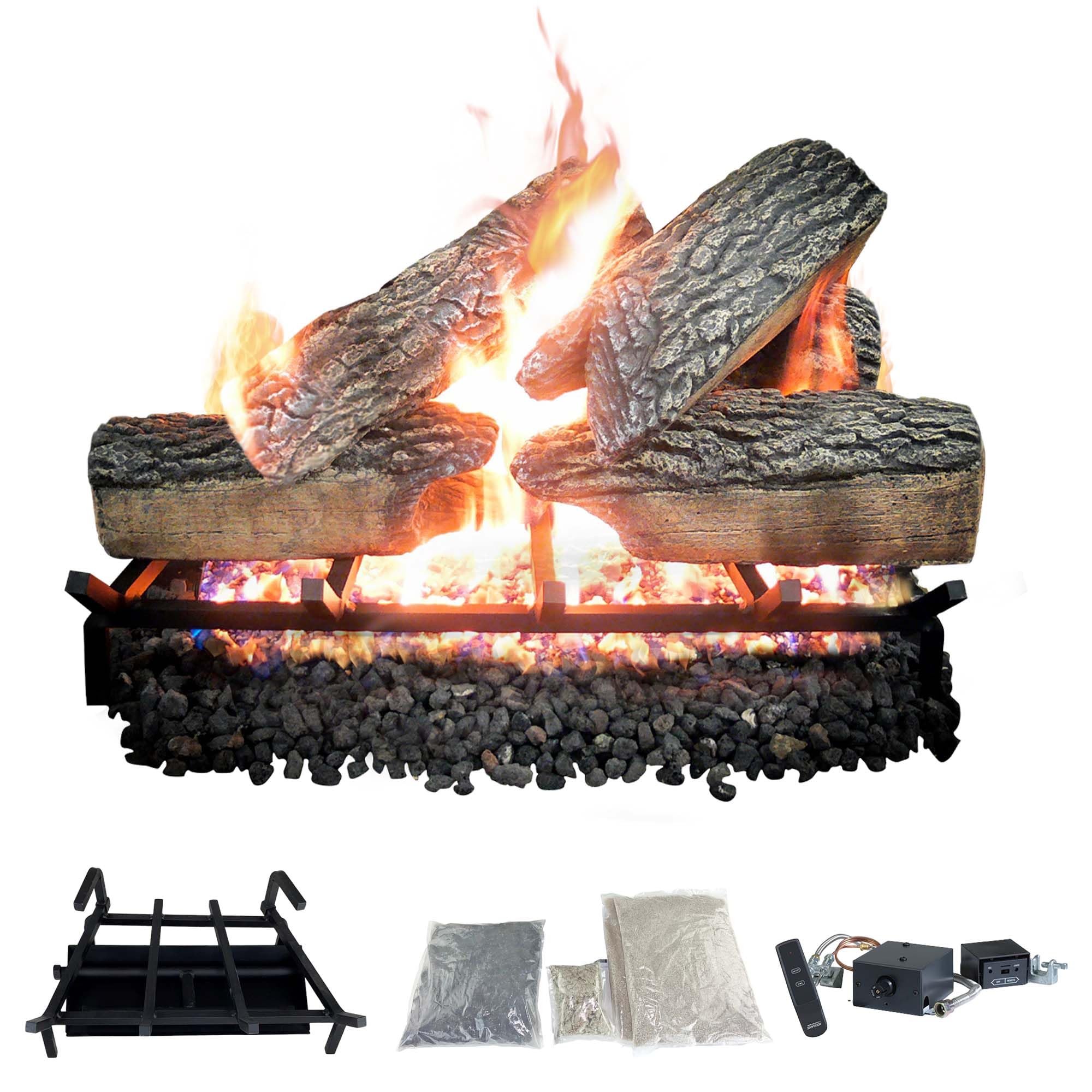 Amazon.com: Dreffco 18" Premium Gas Logs - Remote Control Kit Included ...