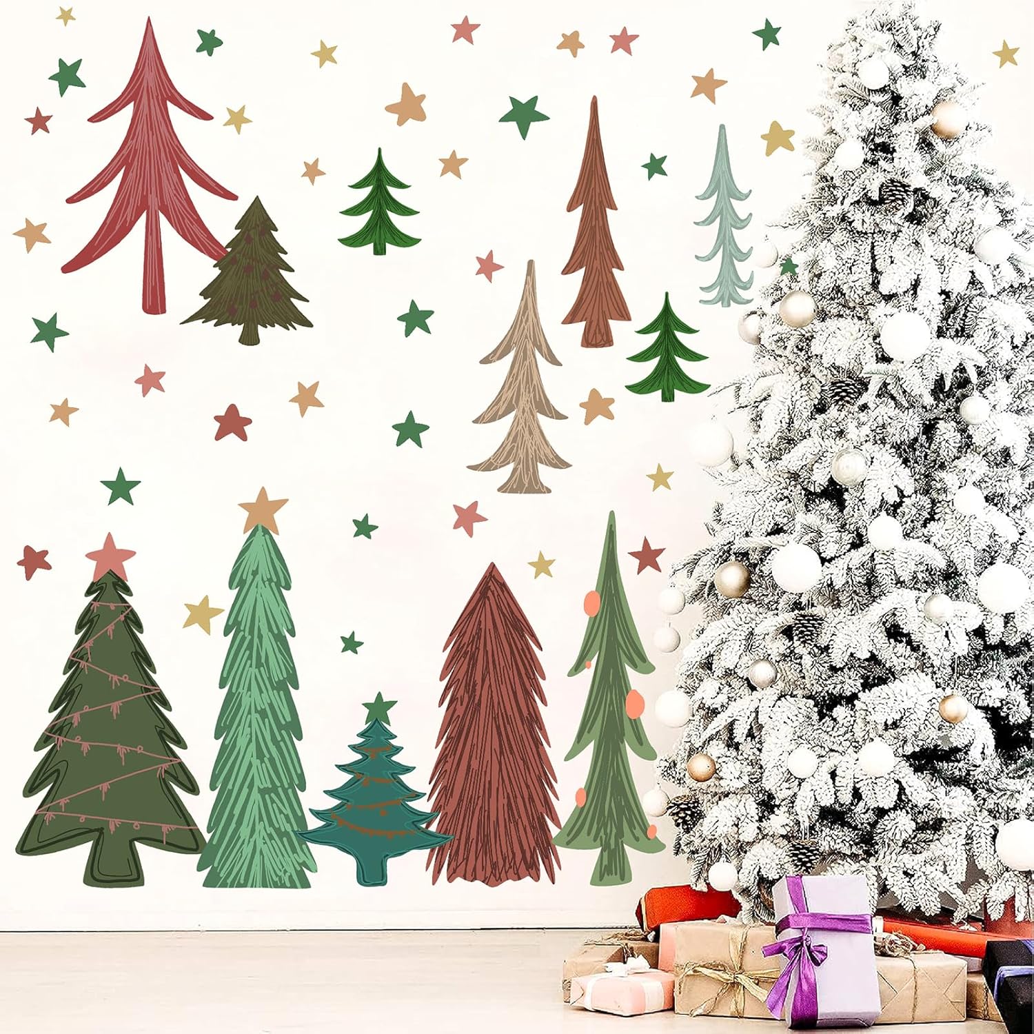 Amazon.com: Christmas Small Tree Wall Decal Merry Christmas Tree Wall ...