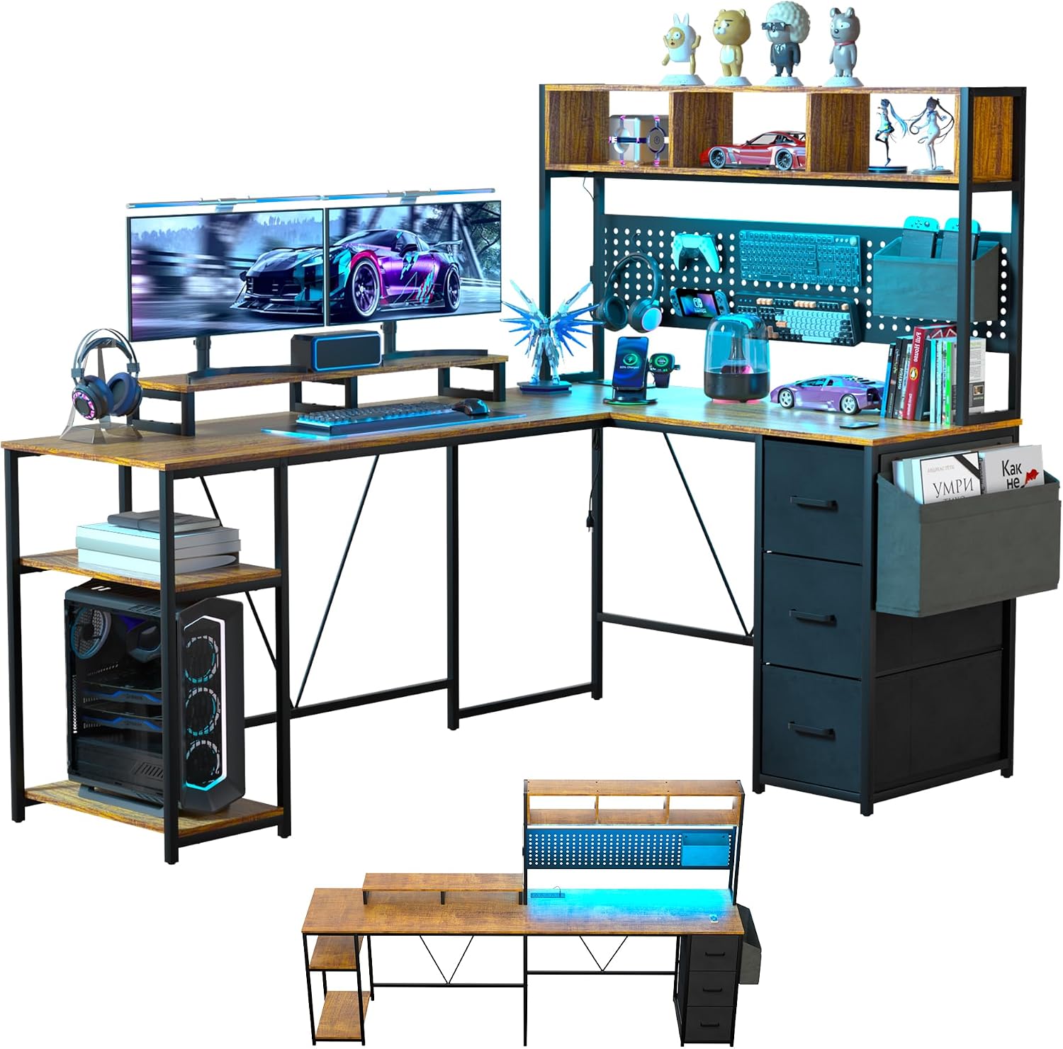 Amazon.com: CMFYDAILY 67" L Shaped Gaming Desk, Reversible Computer ...