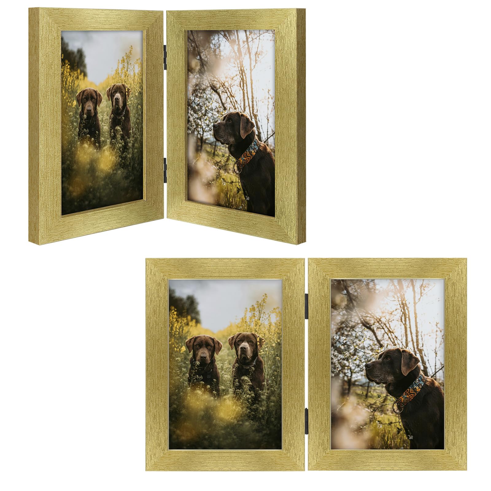 Amazon.com - Frametory, 5x7 Double Picture Frame Hinged 2 Photos Frame ...