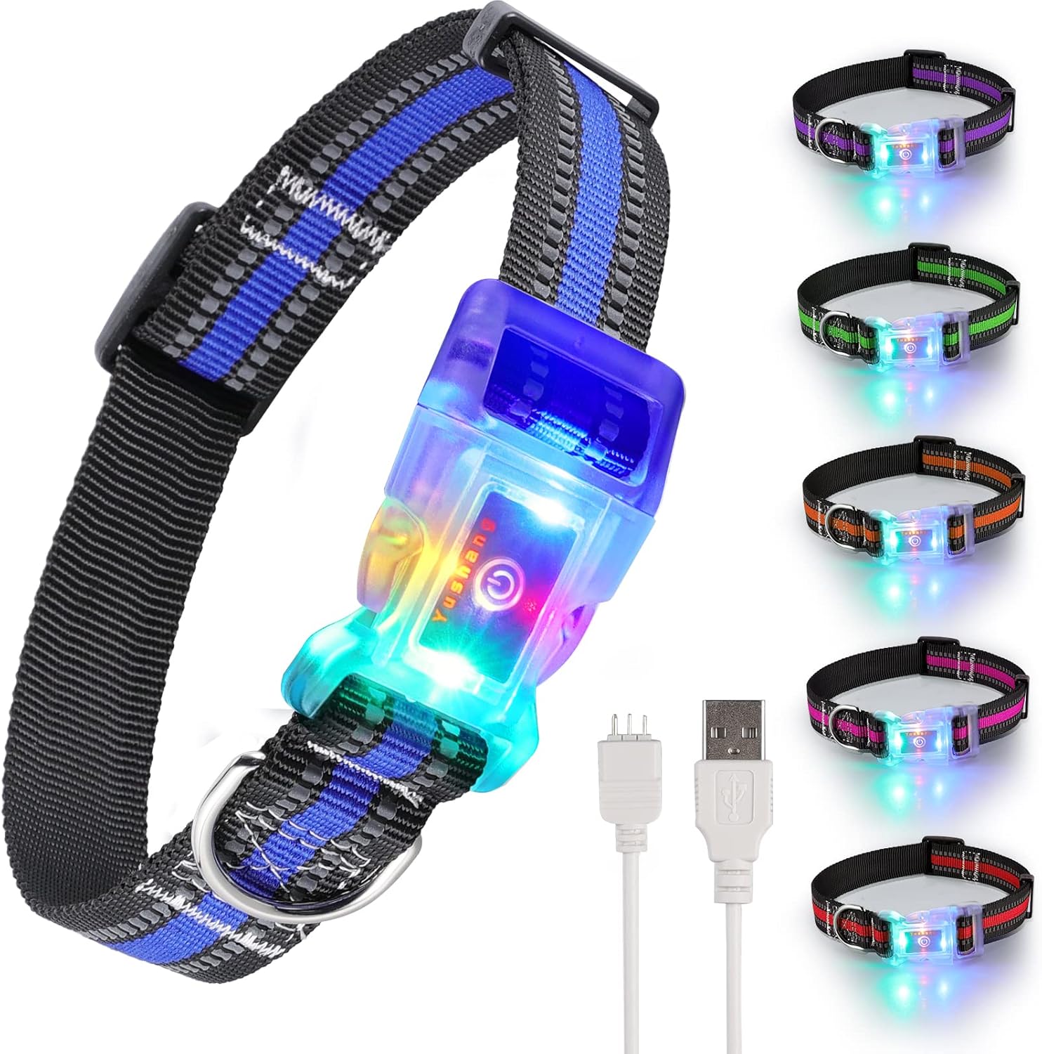 Amazon.com : YUSHANG Buckle Glow Dog Collar Light,Adjustable Flashing ...