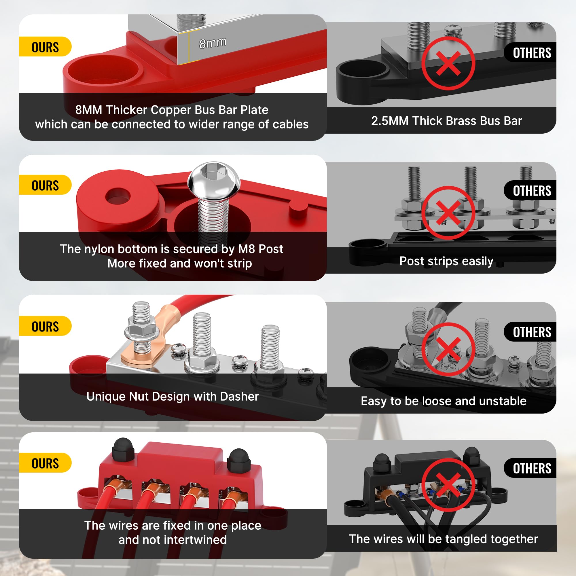 Snapklik.com : Joinfworld Heavy Duty 400A Bus Bar Power Distribution Block