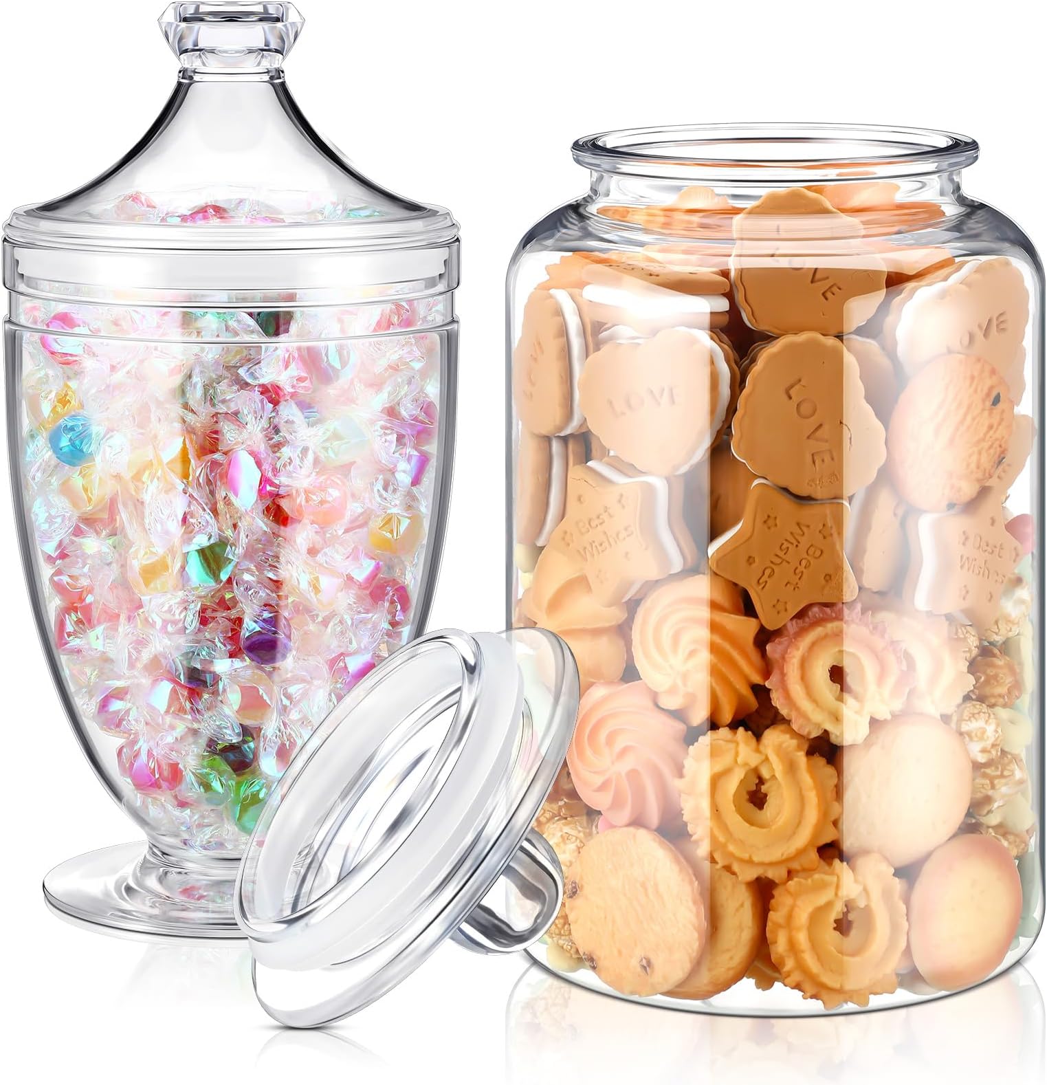Amazon.com: Nuogo 2 Pcs 1 Gallon Candy & Cookie Jar Plastic Jars with ...