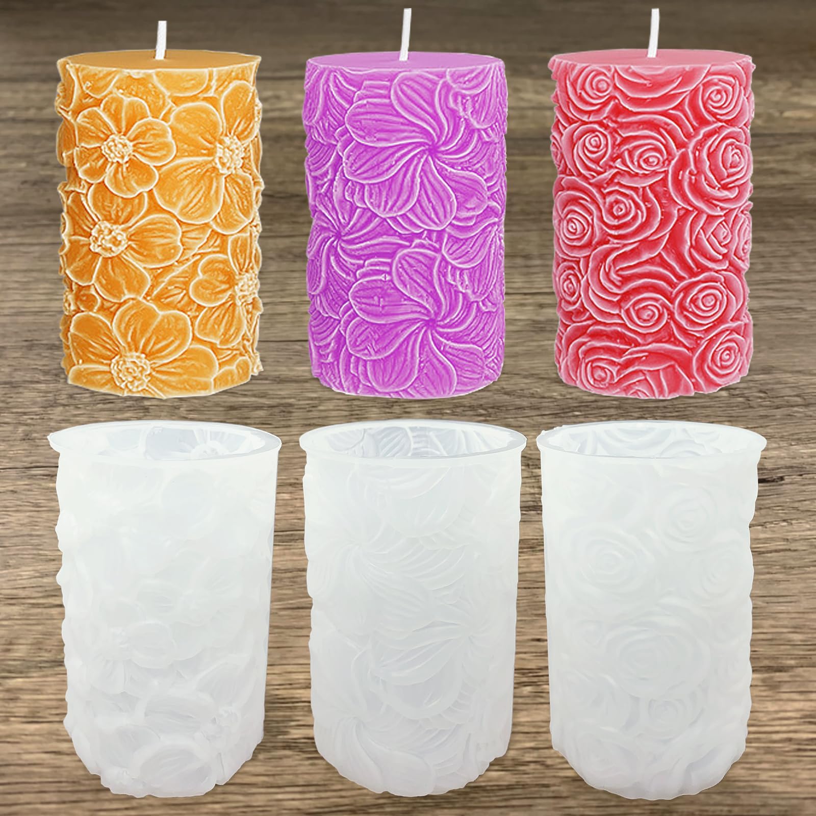 Amazon.com: 3PCS Candle Molds for Candle Making, Succulent Silicone Fondant Mold Pot Shape ...