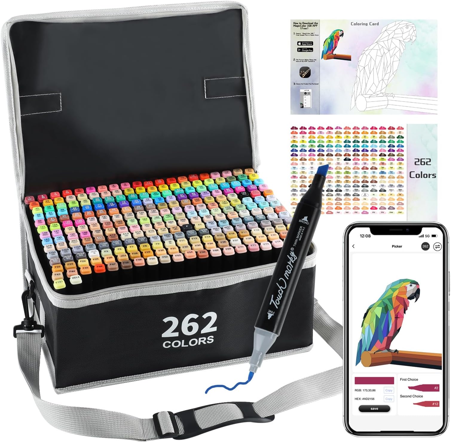 Amazon.com : Brled 262 Colors Alcohol Markers with Free App, ‎Chisel ...