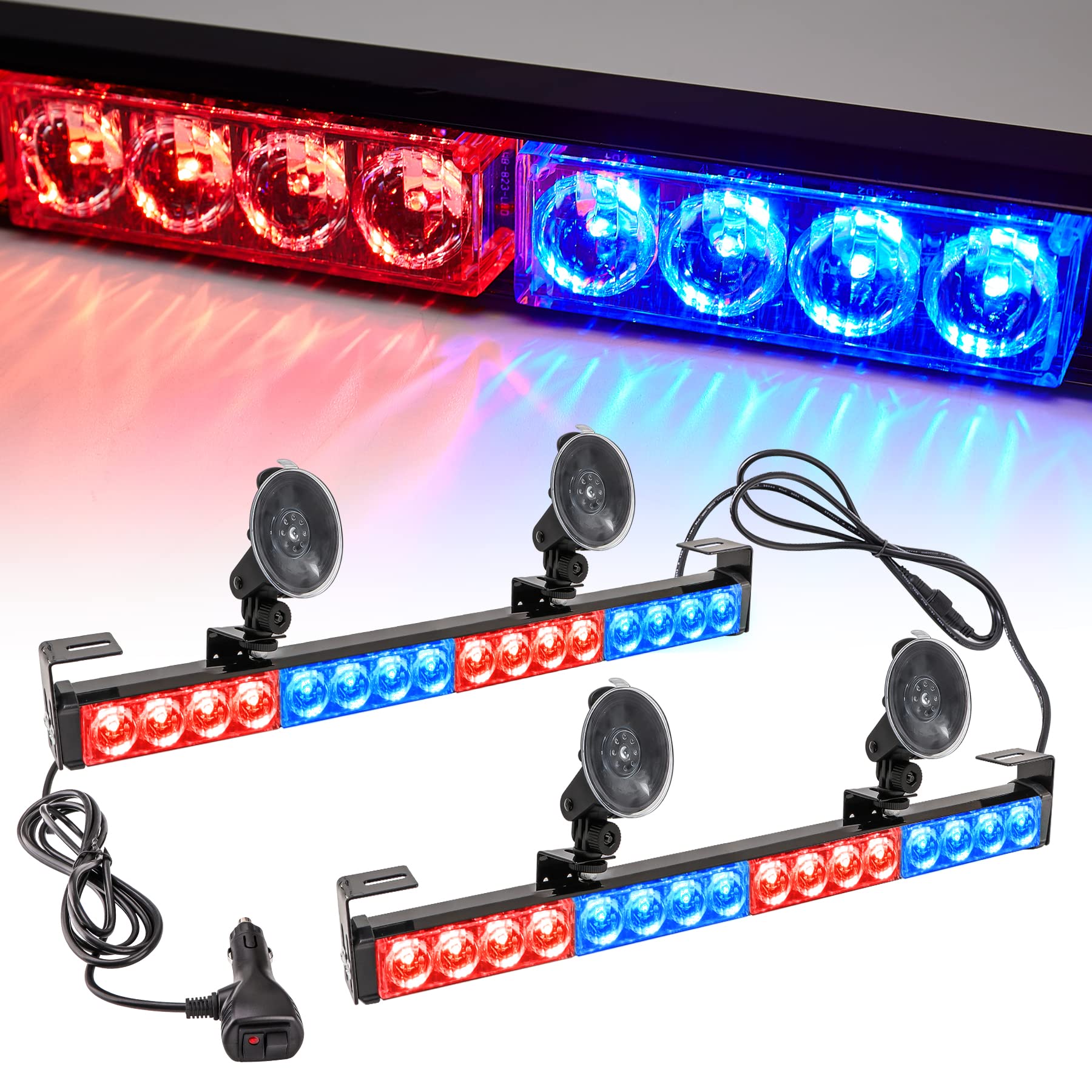 Snapklik.com : LE-JX Red/Blue 2 In 1 Emergency Strobe Light Bar 21 ...