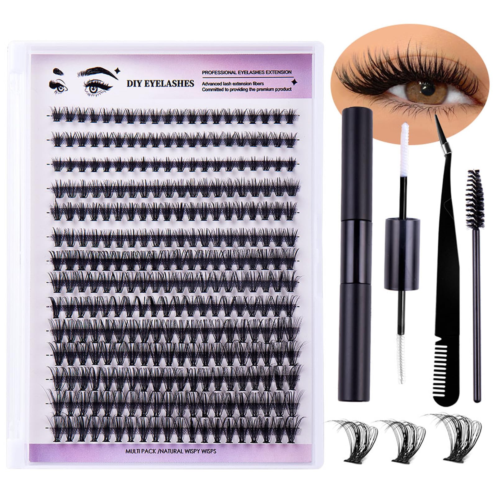 MEgegulo Cluster Eyelash Extensions Kit,30D roll fluffy mink like ...