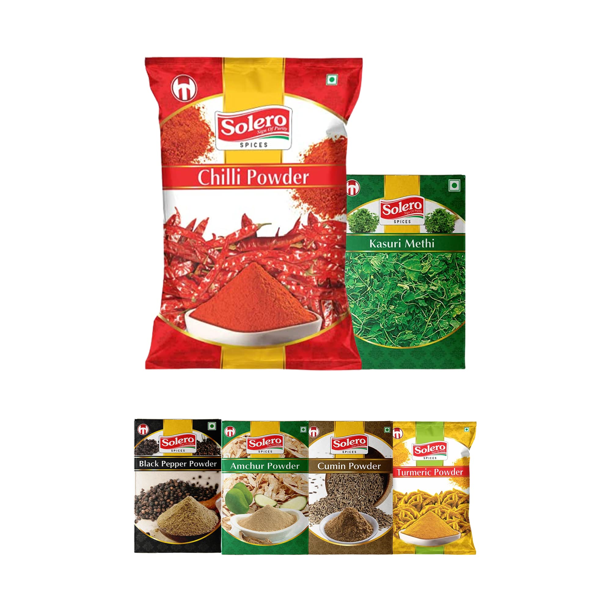 Solero Chilli Powder 500G Kasuri Methi 100G Turmeric Powder 50G Black ...