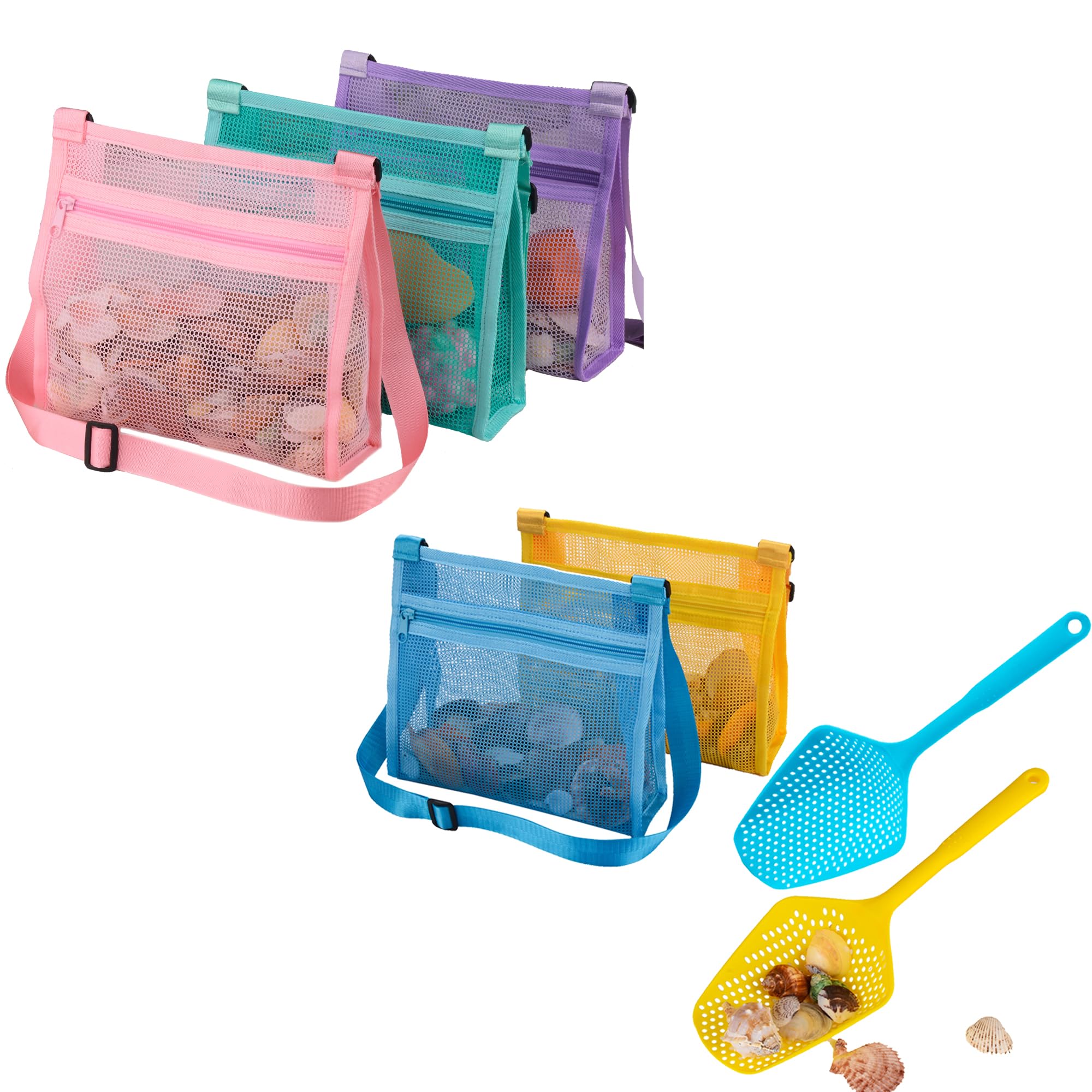 Amazon.com: MUYIZI 7 Pcs Beach Mesh Shovel with Beach Mesh Bag Beach ...