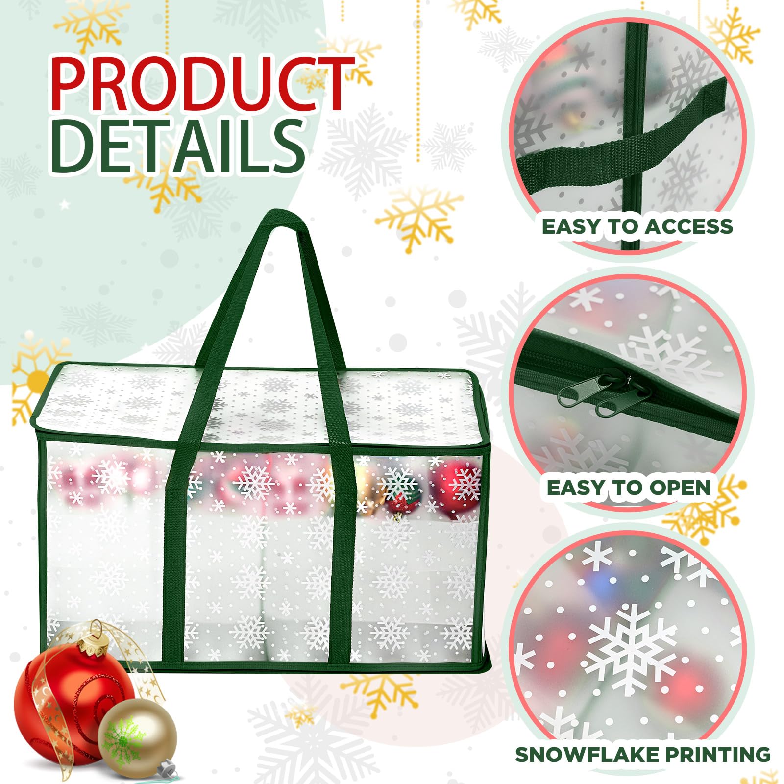 Paterr 2 Pack Christmas Ornament Storage Box Plastic Christmas ...