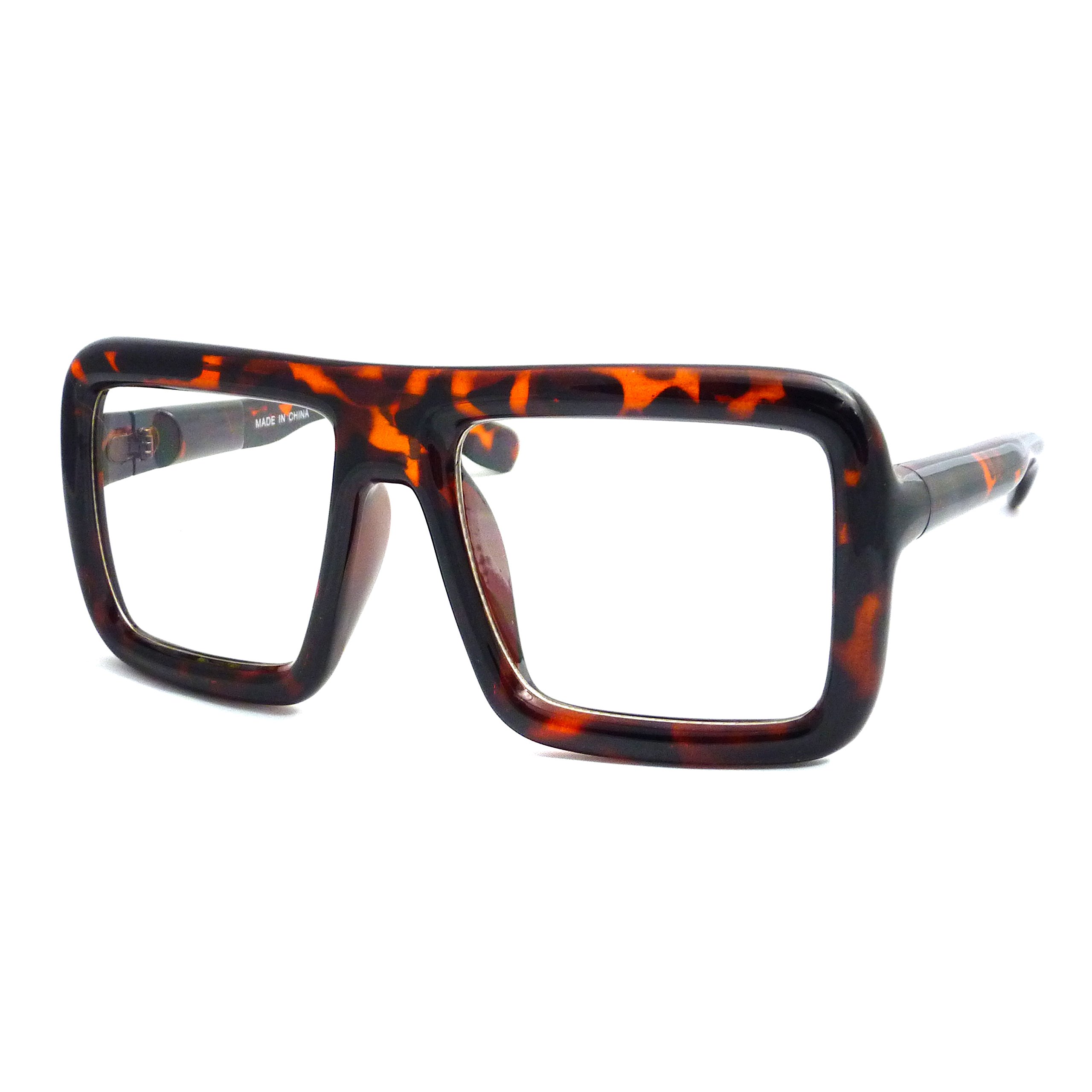 Amazon.com: Tortoise Thick Square Glasses Clear Lens Eyeglasses Frame ...