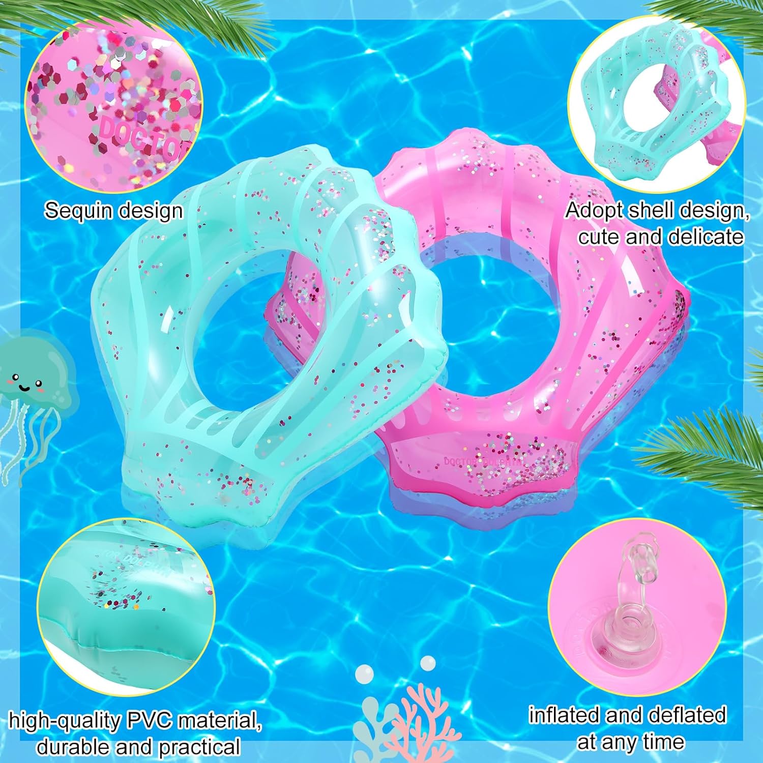 Sratte 6 Pcs Shell Pool Float for Kids Glitter Pool Philippines | Ubuy