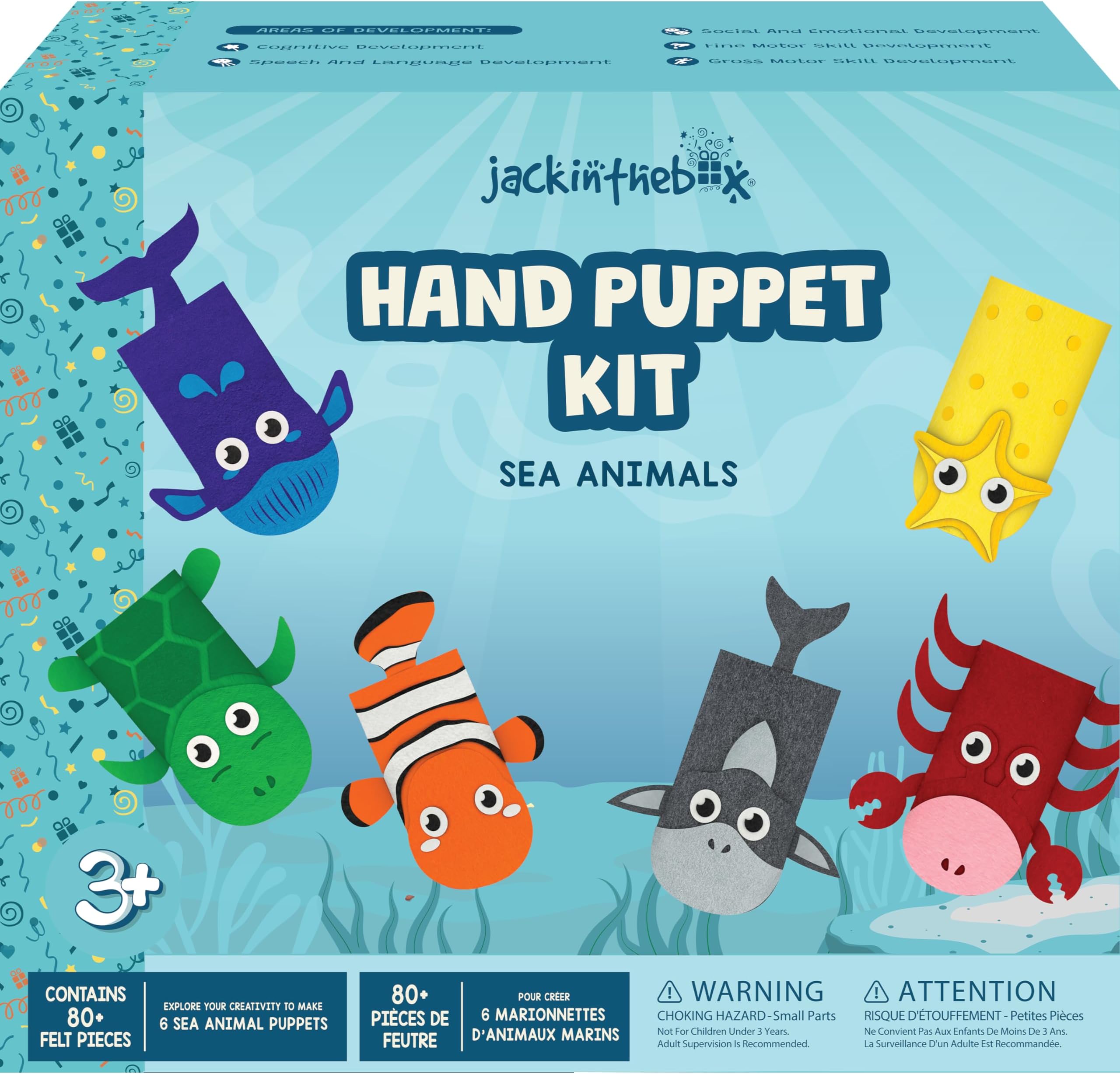 jackinthebox Hand Puppet Making Kit - 6 Sea Animals Felt Puppet Craft ...