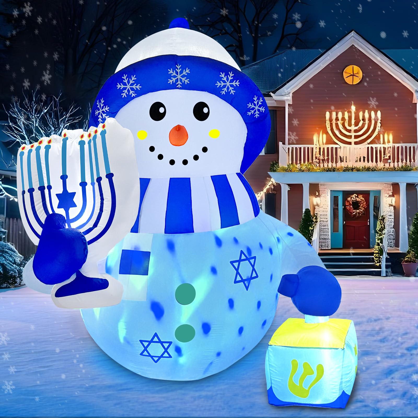 Amazon.com: OurWarm 6FT Hanukkah Inflatable Snowman Outdoor Hanukkah ...