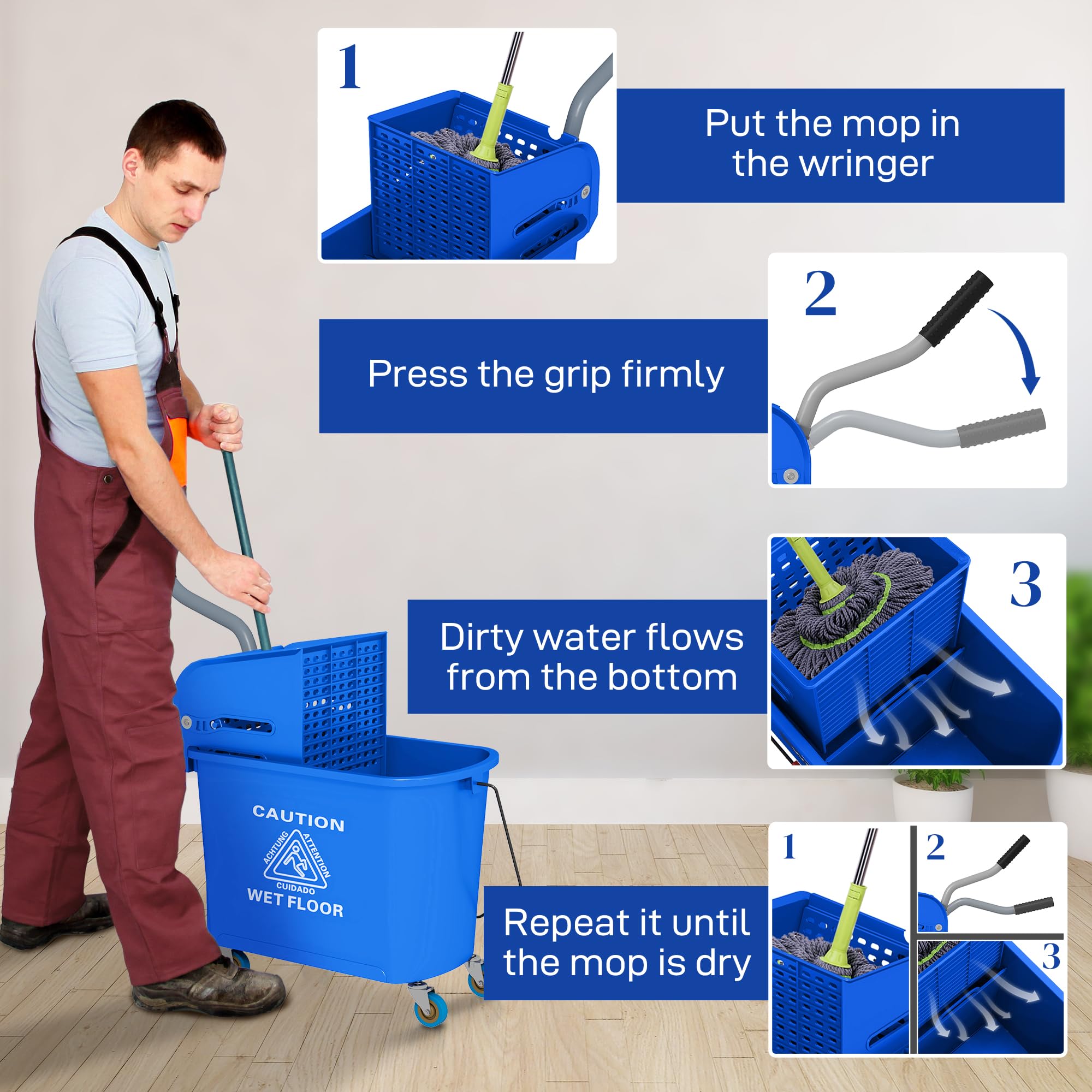 Snapklik.com : HOMCOM Compact Mop Bucket