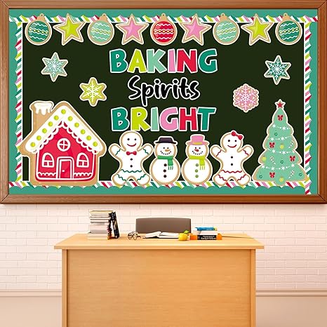 Amazon.com: Christmas Gingerbread Classroom Bulletin Board Decorations ...