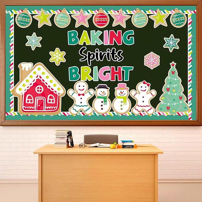 Amazon.com: Christmas Gingerbread Classroom Bulletin Board Decorations ...