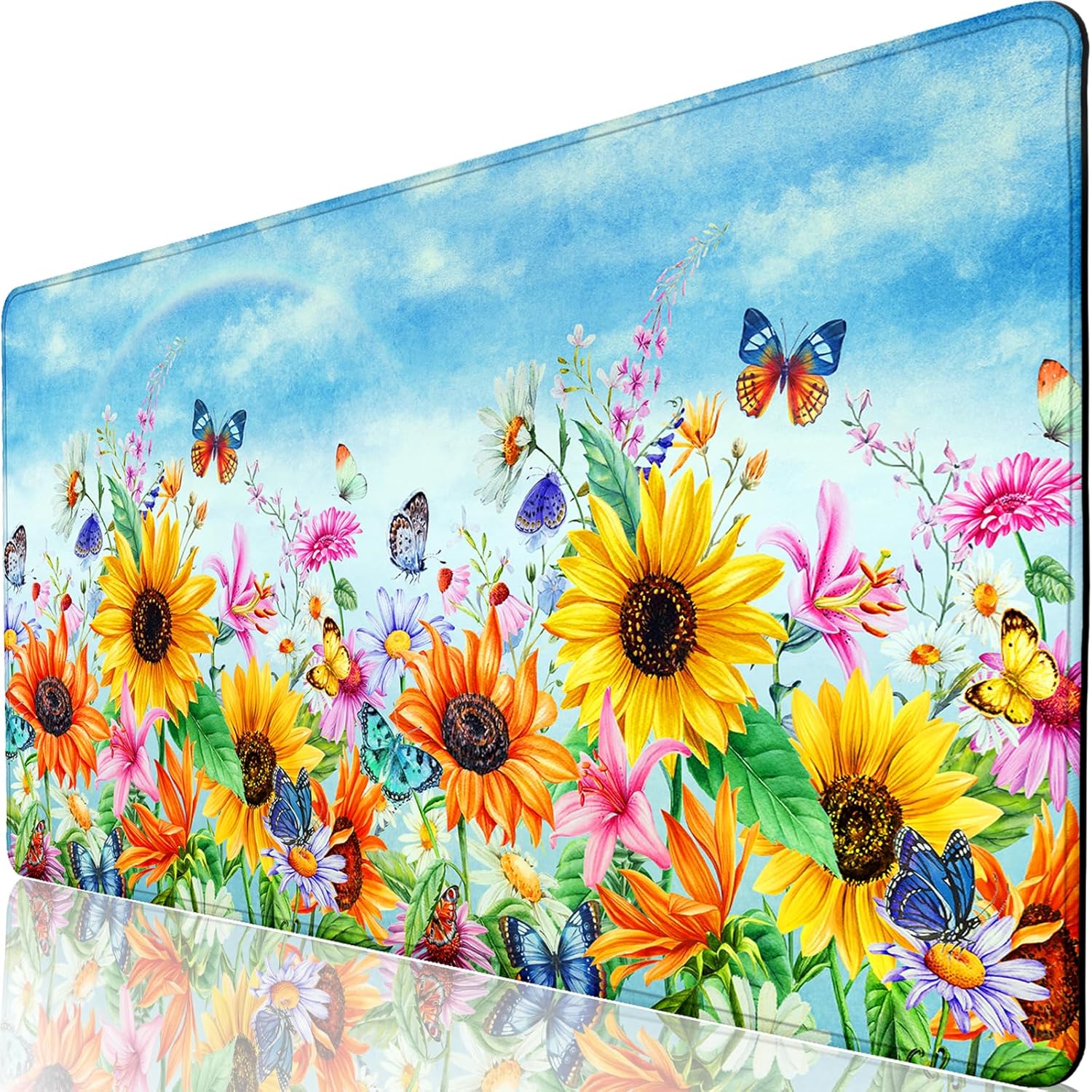 Amazon.com: Desk Pad Sunflowers, Big Mouse Pad Flower Butterfly Women ...