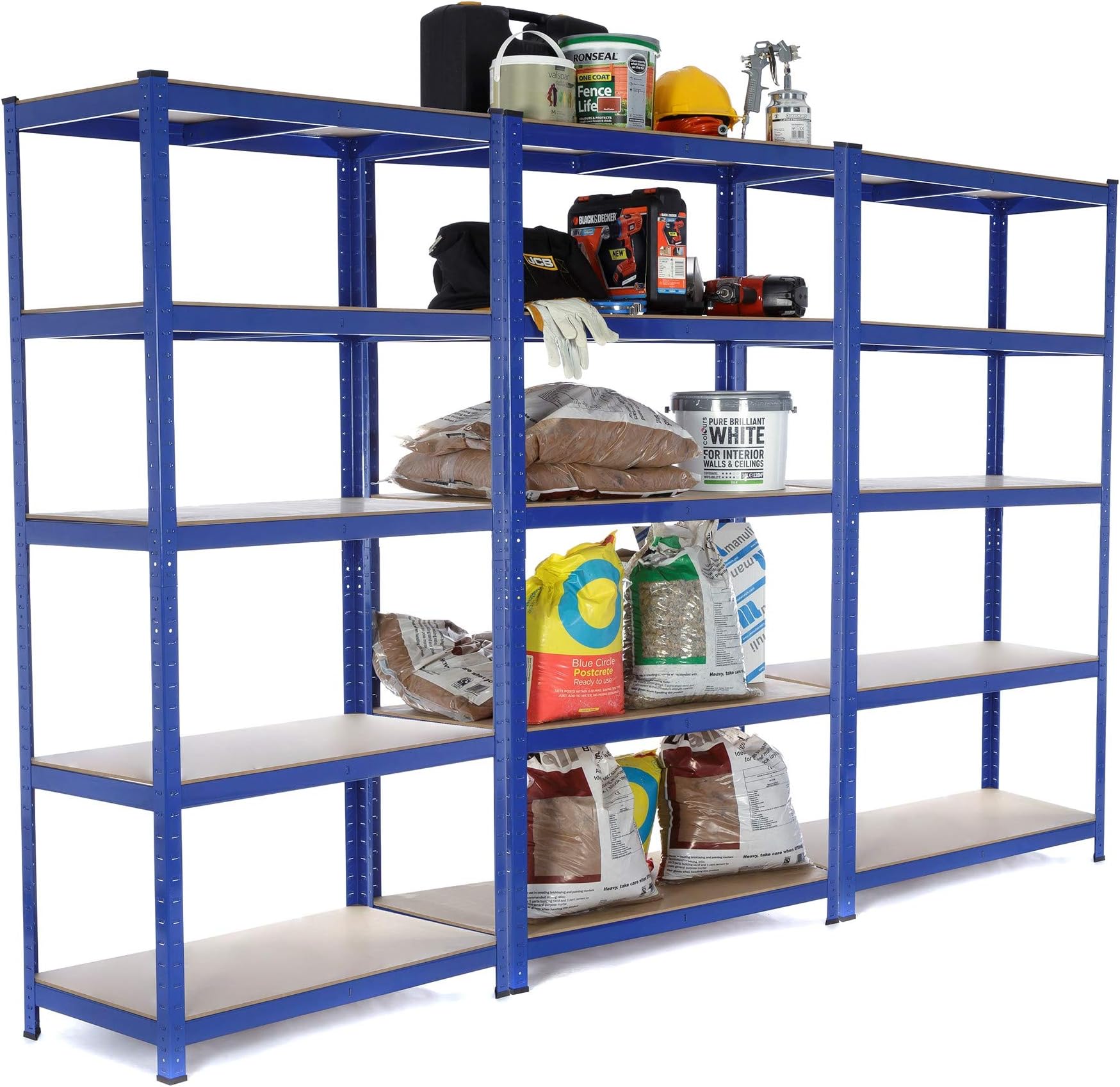 3 Bay Heavy Duty Steel Shelving Garage Racking Unit (5 Levels 1800mm H ...
