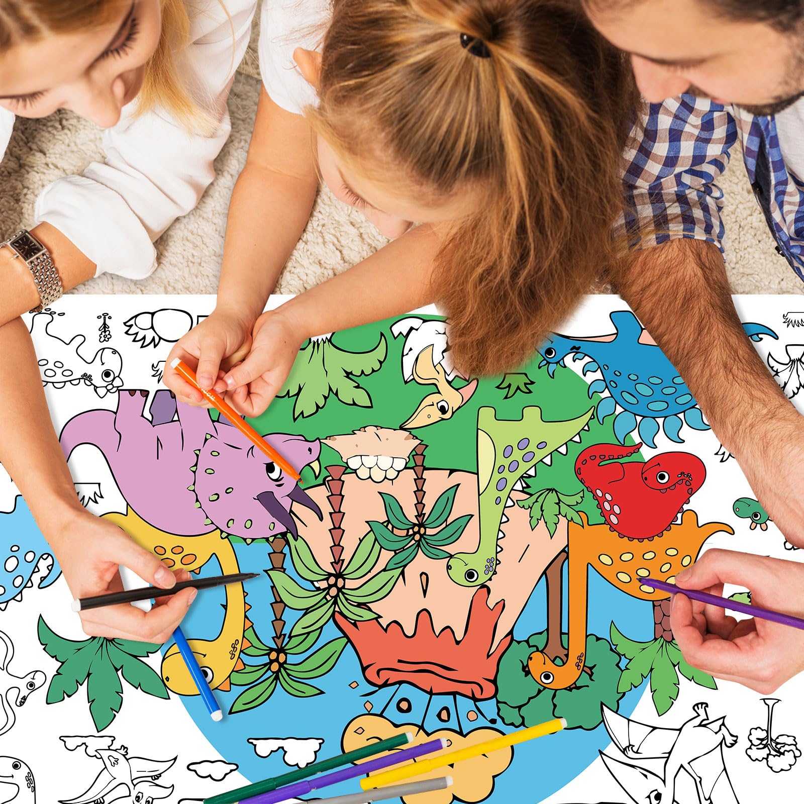 Snapklik.com : JOFONY Dinosaur Volcano Giant Coloring Tablecloth Poster ...