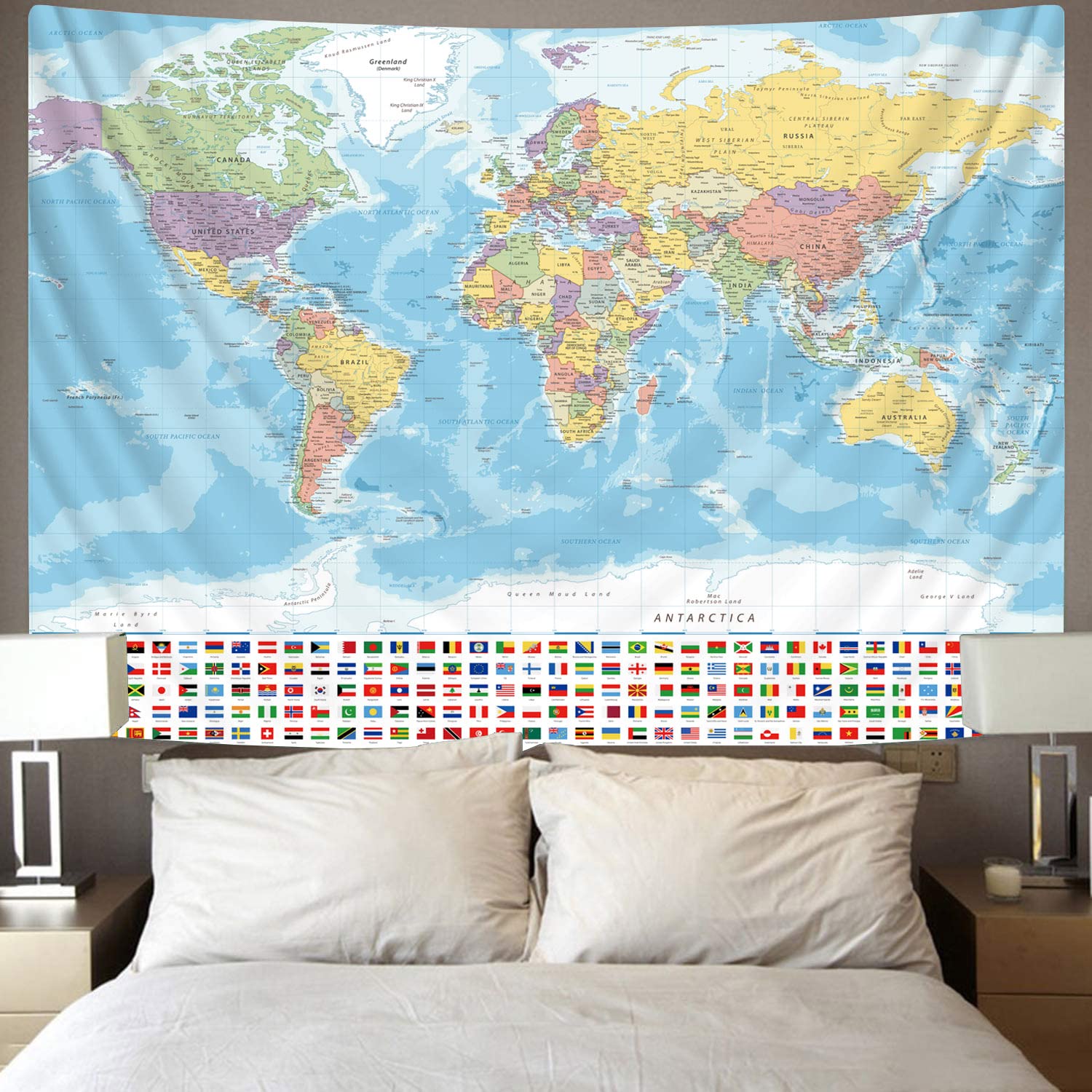 Snapklik.com : KYKU Small World Map Tapestry World Tapestries Globe Map ...