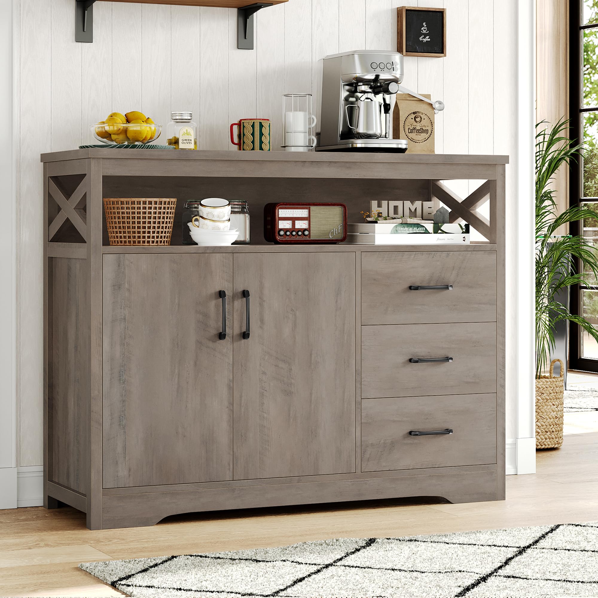 Amazon.com - HOSTACK Modern Farmhouse Sideboard Buffet Cabinet, Kitchen ...