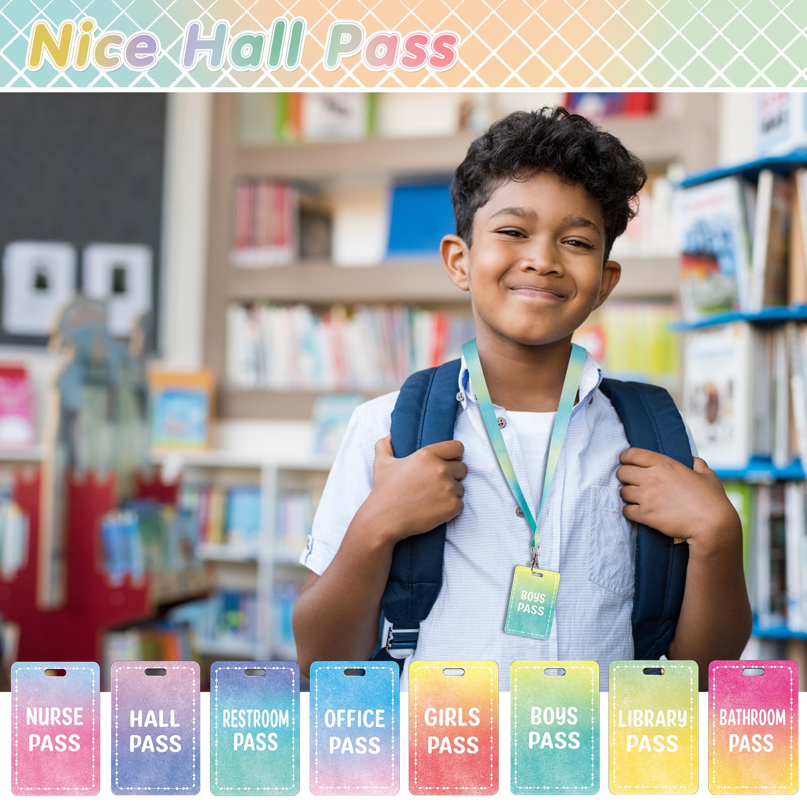 Teacher Hall Pass Set Hall Pass Lanyards With Card Passes, Unbreakable ...