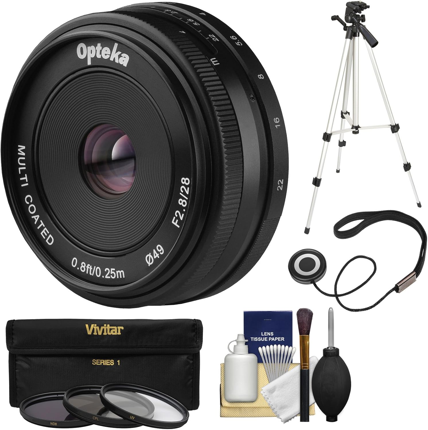 Amazon.com : Opteka 28mm f/2.8 HD MF Prime Pancake Lens with 3 UV/CPL ...