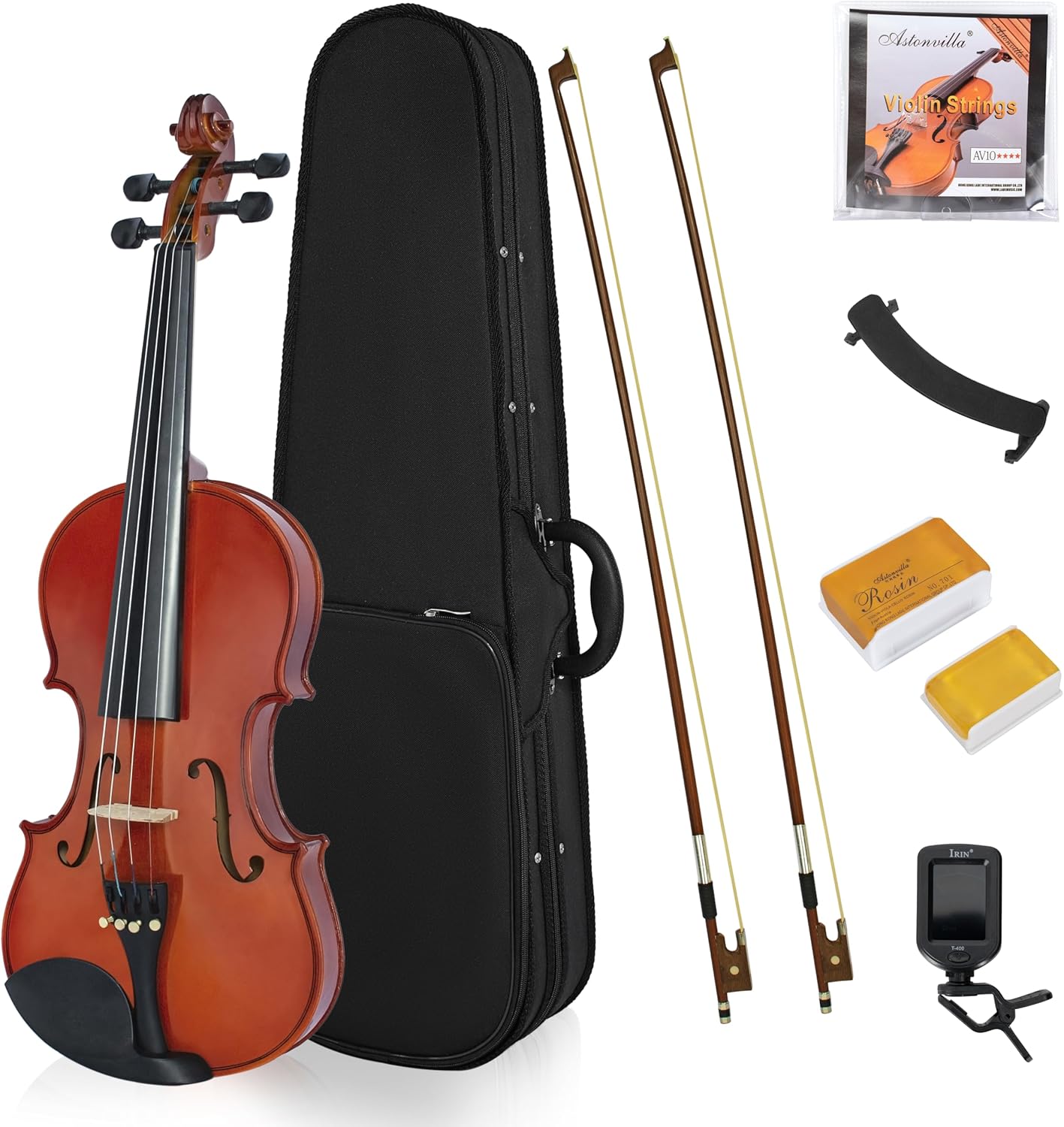 Amazon | BQKOZFIN バイオリン 4/4 初心者セット ヴァイオリン 弓2本 チューナー 予備弦 肩当て付き | バイオリン | 楽器・音響機器
