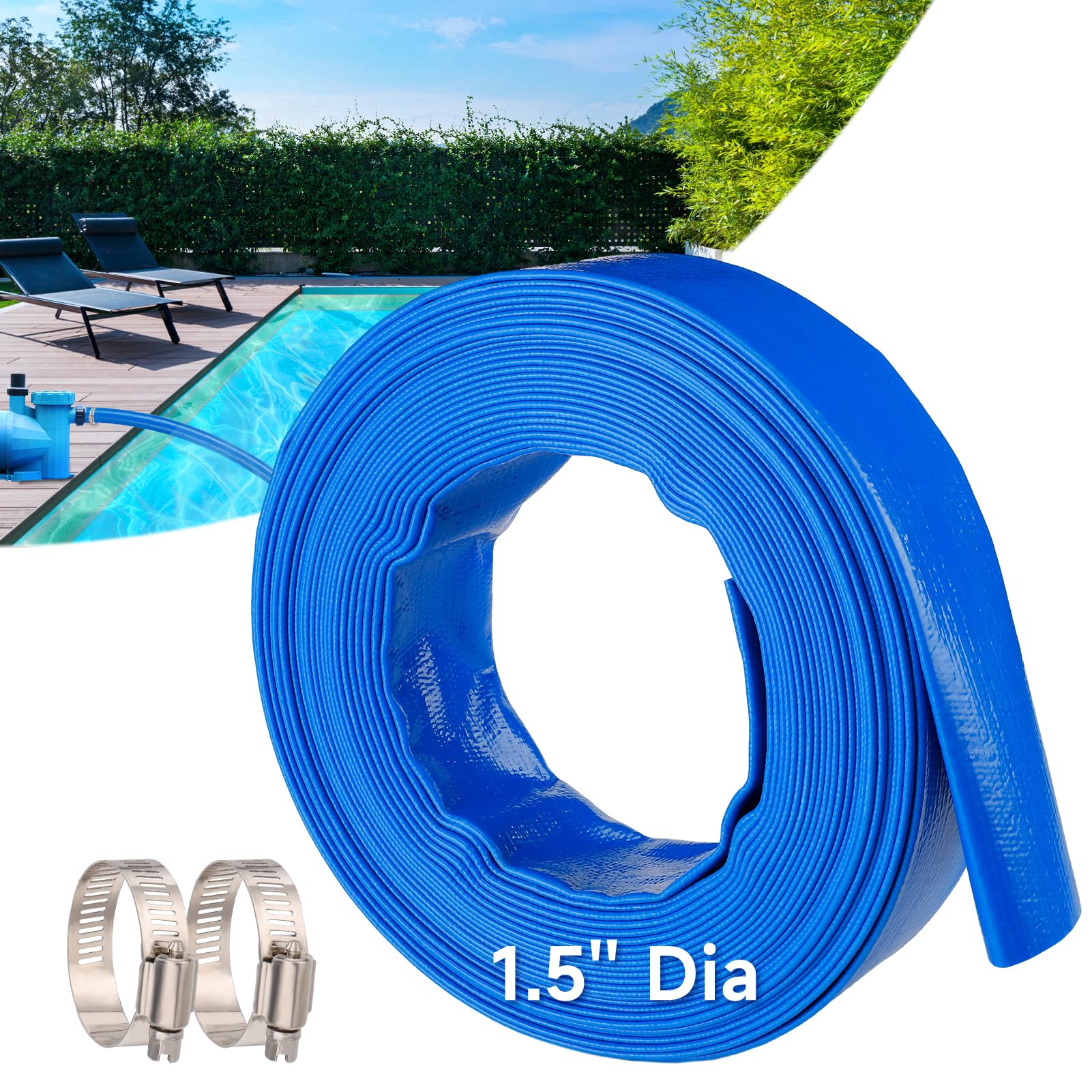 Amazon.com: 1 1/2'' x 50' Anti-burst Pool Backwash Hose - Reinforced ...
