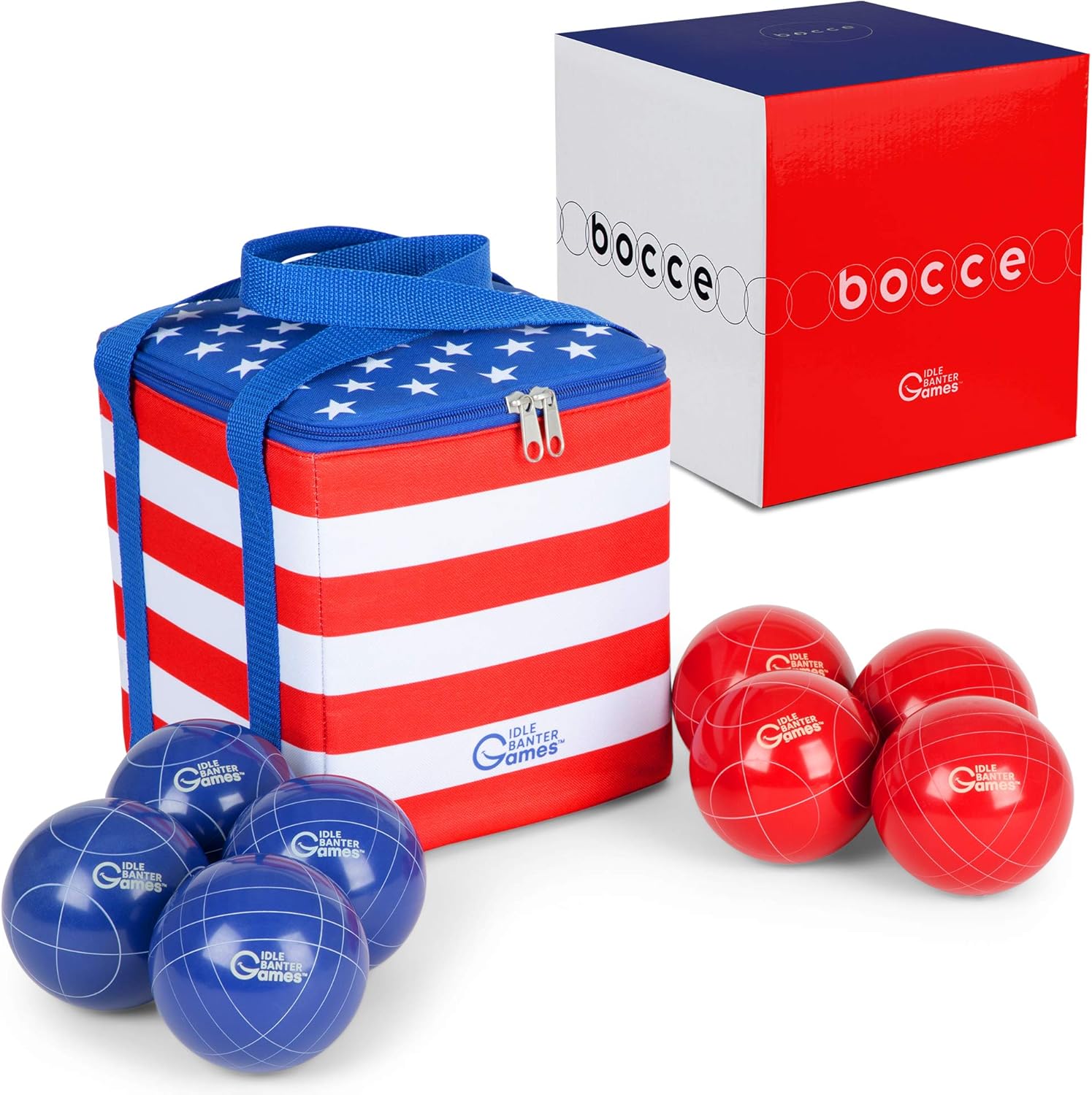 Buy Idle Banter Games 90mm Bocce Ball Set with Nylon Carrying Case ...