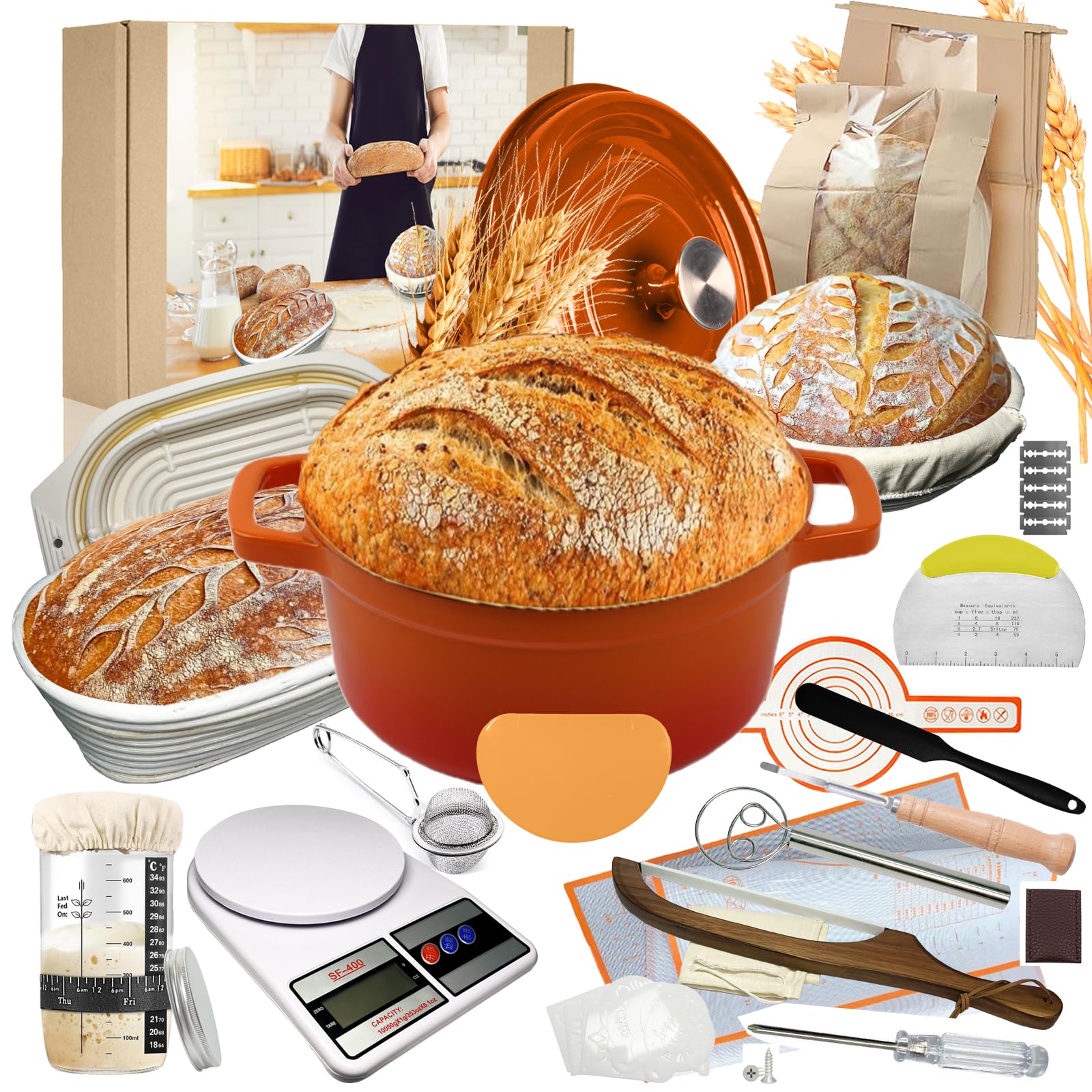 Snapklik.com : 4 Color Complete Sourdough Bread Makin Starter Kit ...