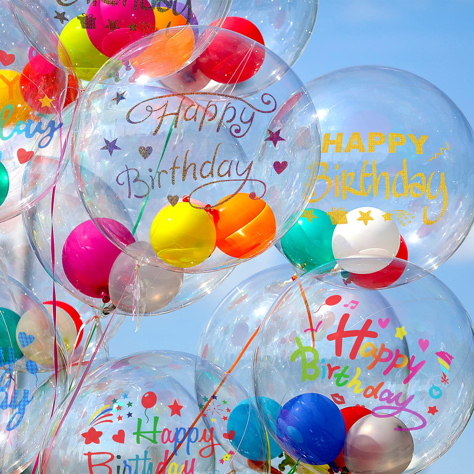 Buy 20 Pieces Mixed Color Happy Birthday Stickers Celebration Birthday ...