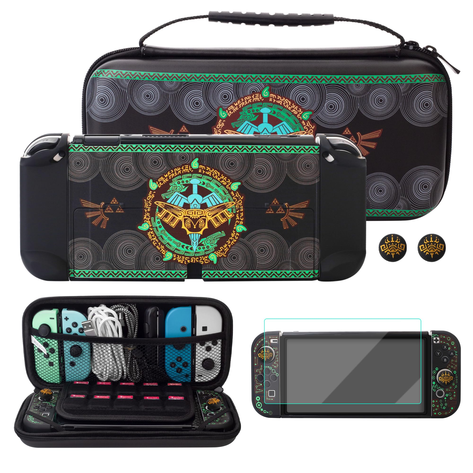 Snapklik.com : HYPERCASE Black Of Zelda Switch OLED Carrying Case Kit ...