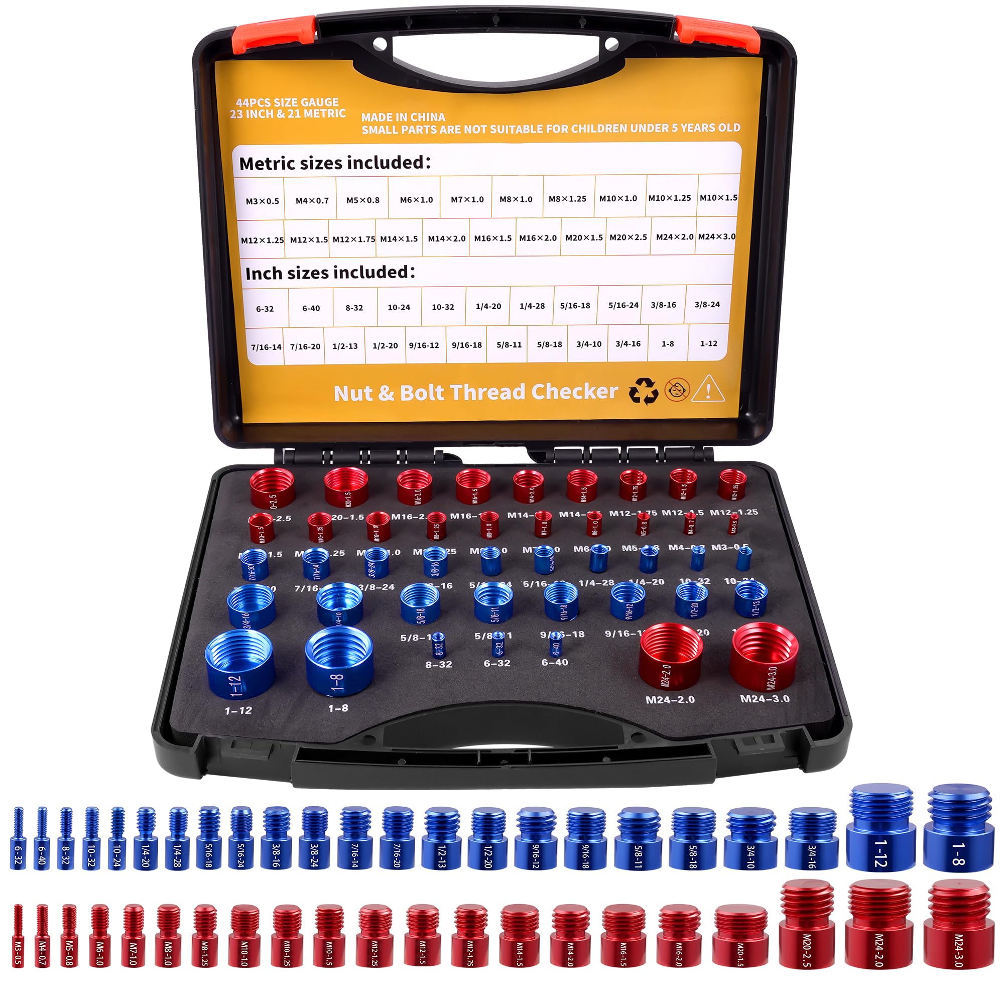 Hocamel 44 Male/Female Bolt Size and Thread Gauge, Nut and Bolt Thread ...