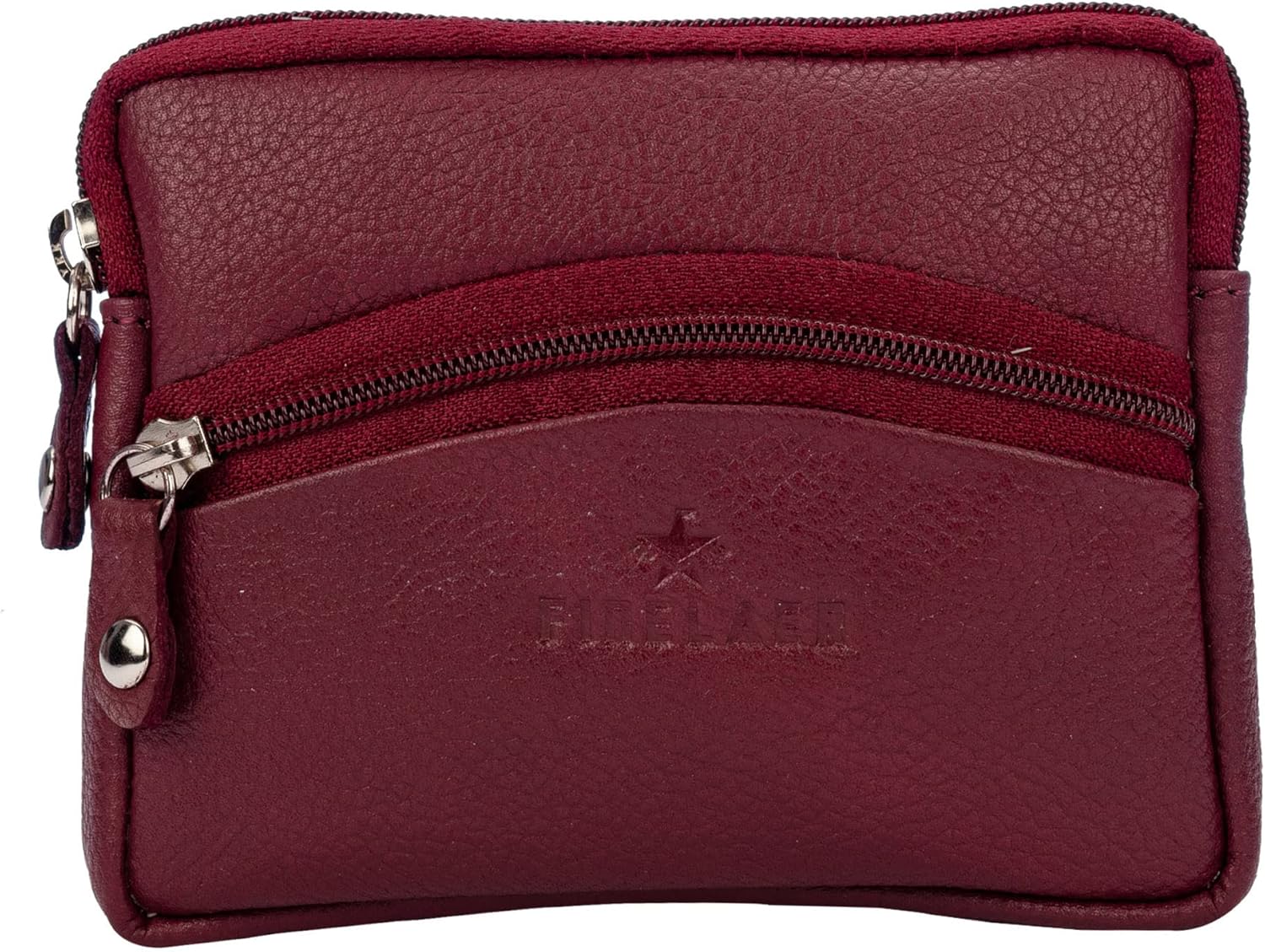 Amazon.com: FINELAER Genuine Leather Coin Pouch Zipper Wallet Change ...