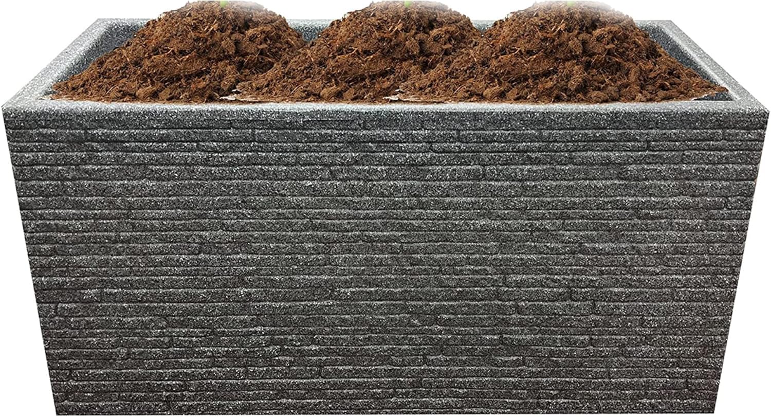 Pluto Packaging 60cm Long Rectangular Brick Slate Effect Outdoor ...