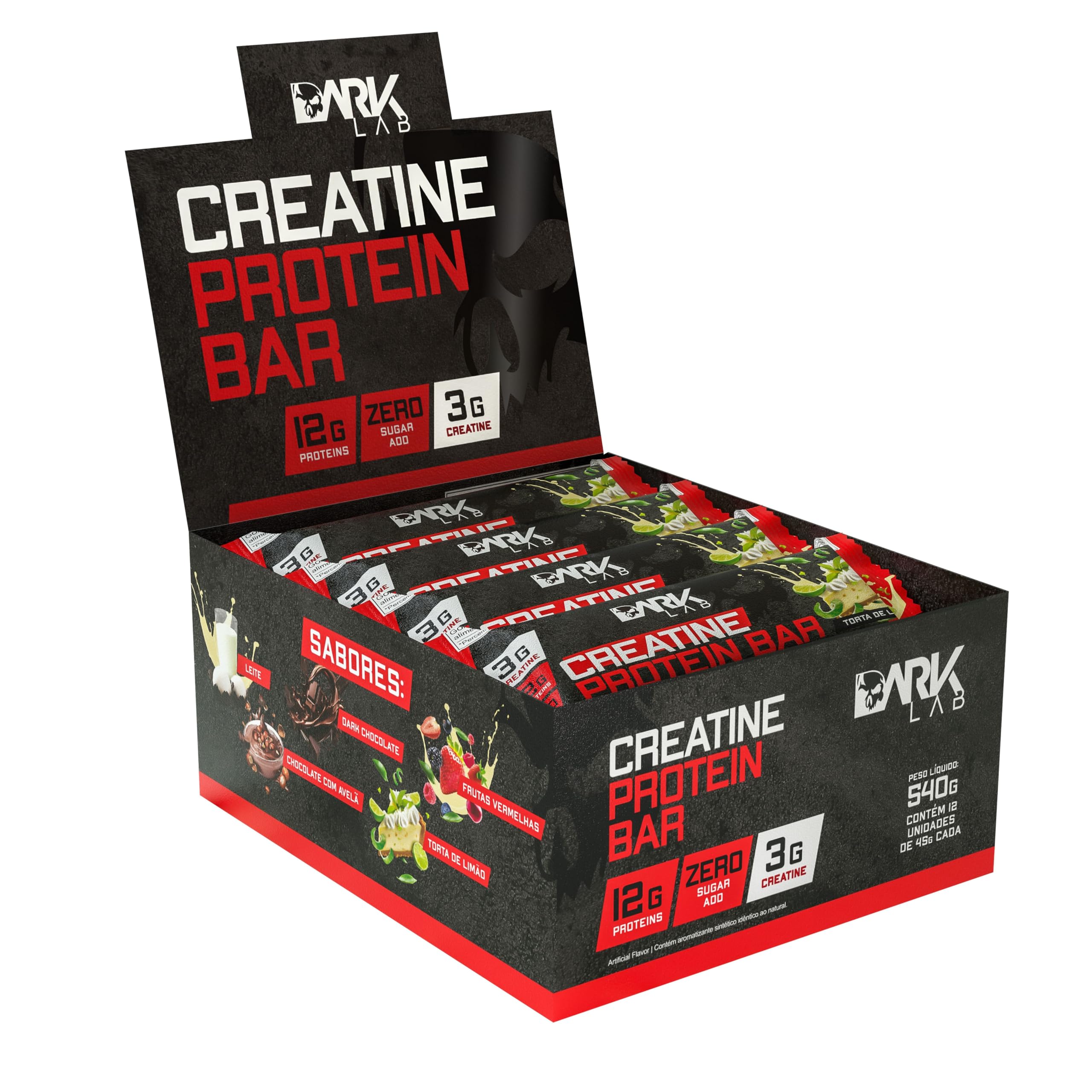 Creatine Protein Bar Display 12 UN TORTA DE LIMÃO Dark Lab | Amazon.com.br