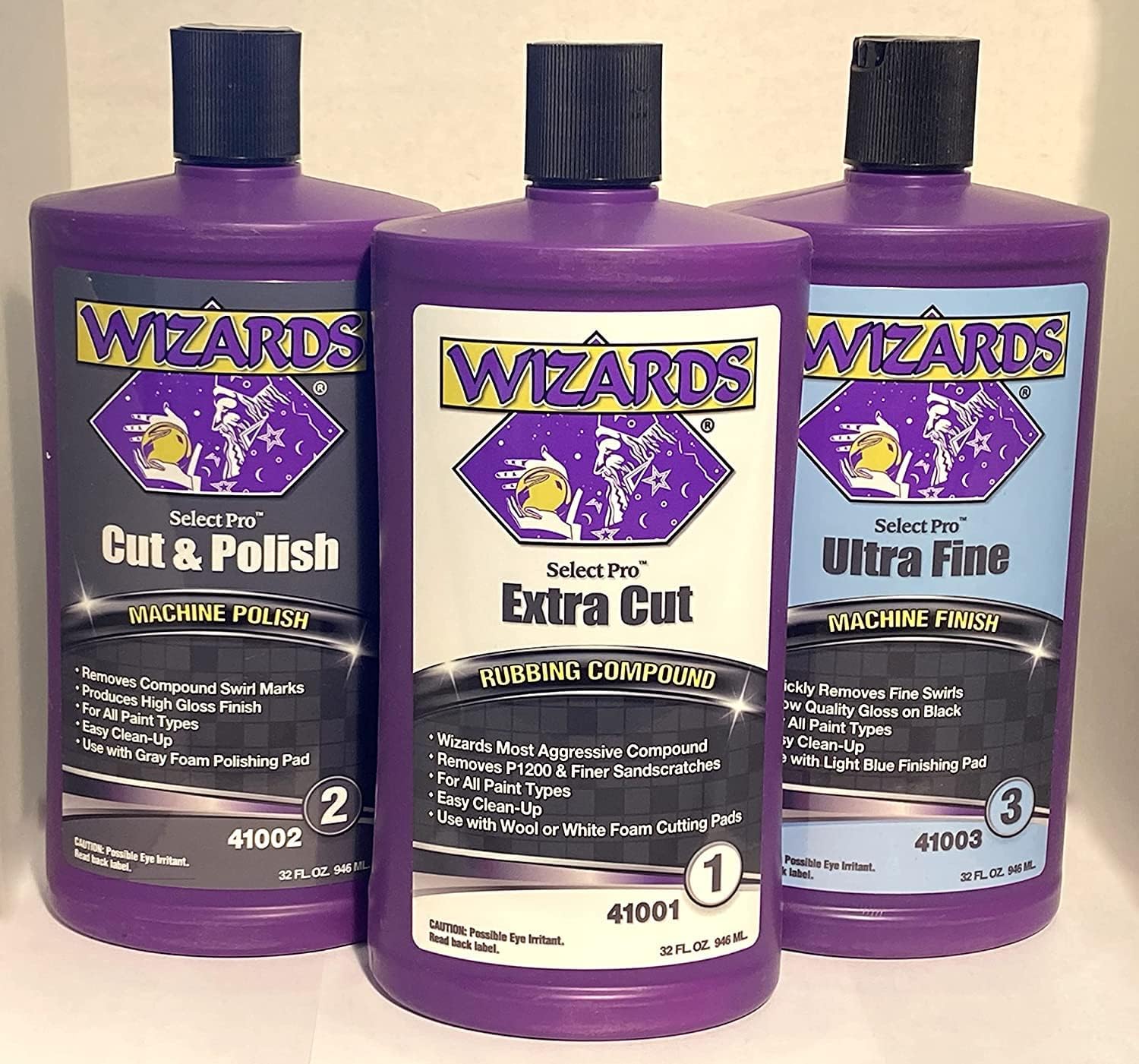 Amazon.com: Wizards 3 Step Compound Polish and Machine Finish Kit ...