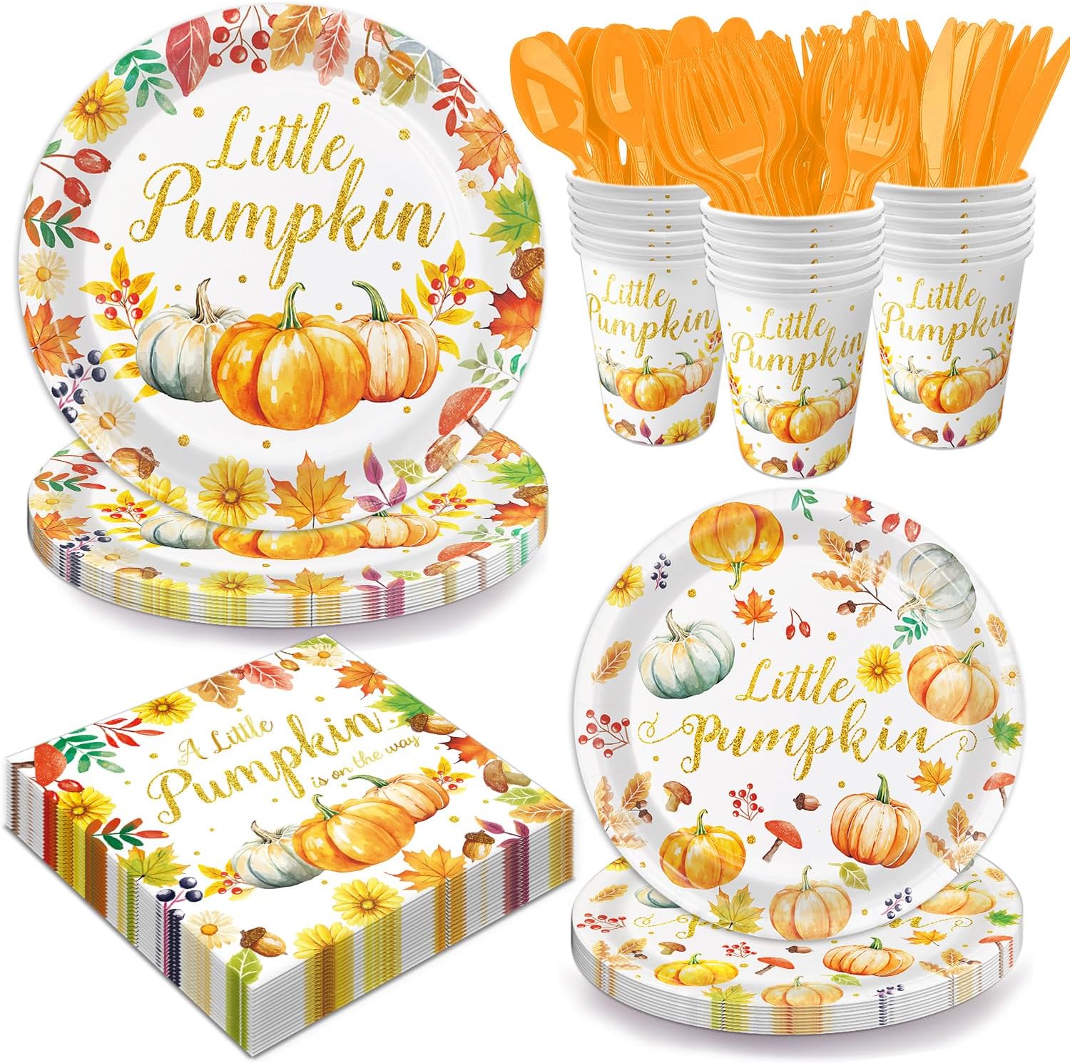 Amazon.com : Oigco Little Pumpkin Baby Shower Decoration Set Autumn ...