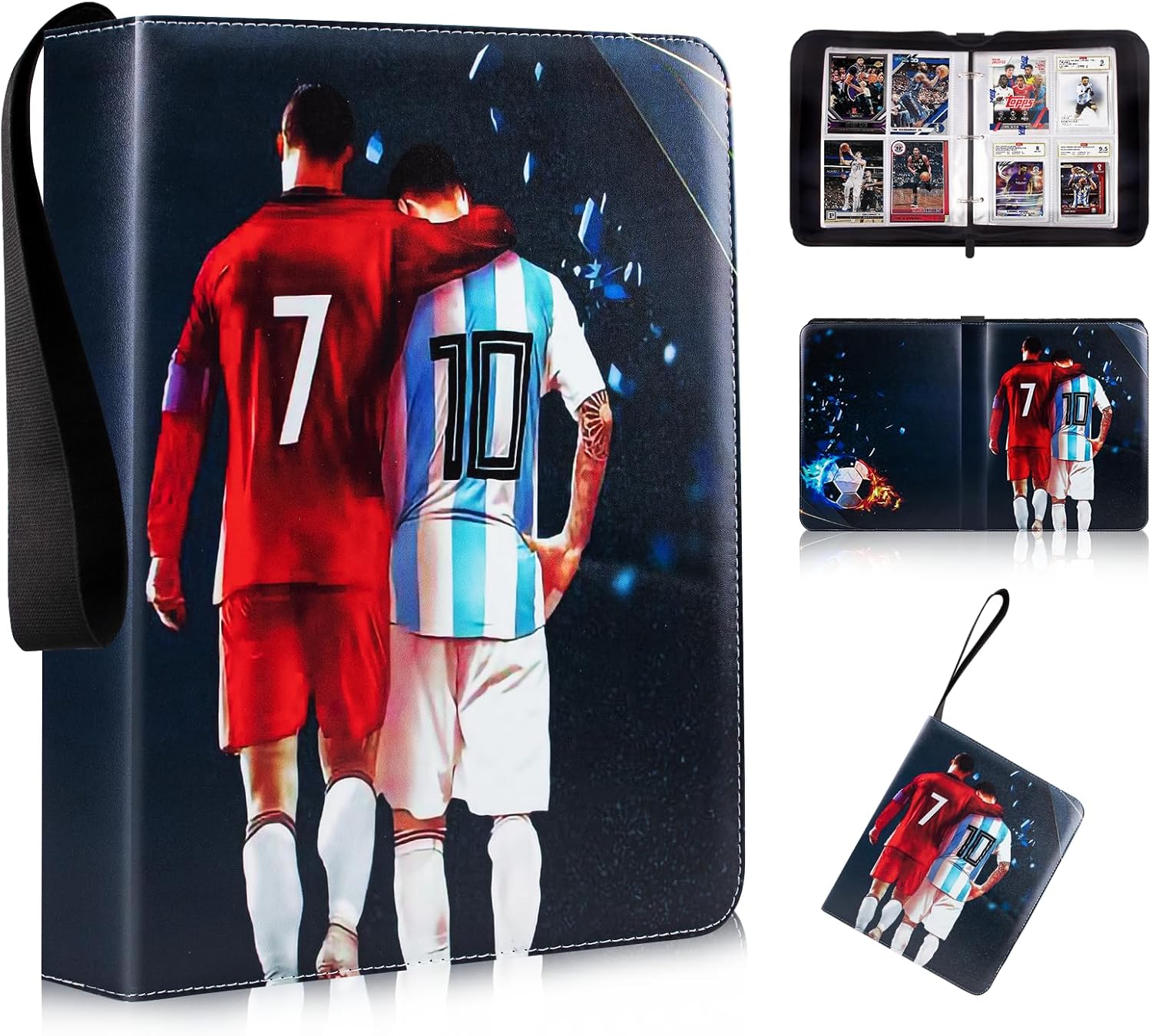 Egmelos Trading Card Binder, PU Leather Football Card Binder, Football ...