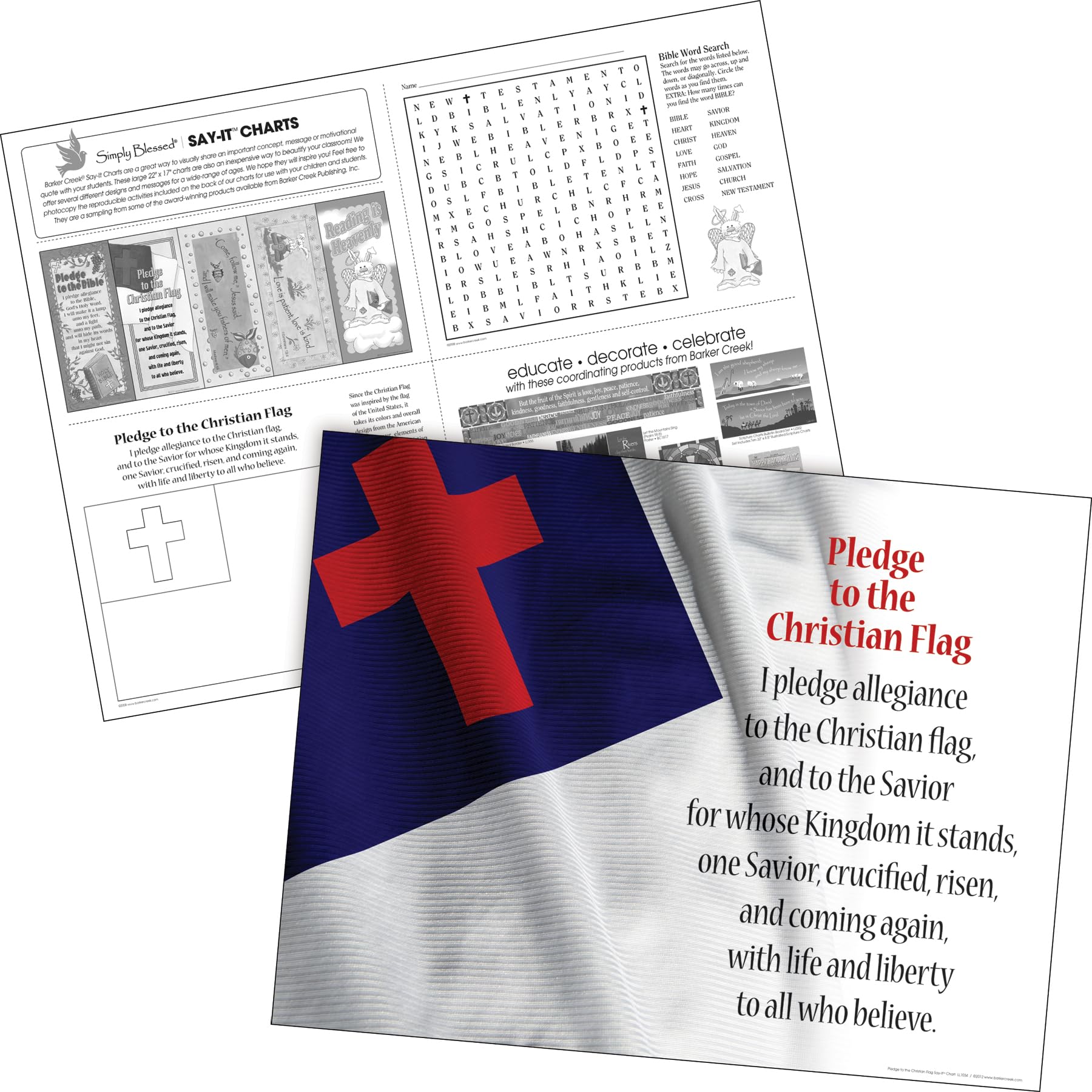 Christian Pledge Poster VIVACITE Christian Flag 3x5 Garden Decor