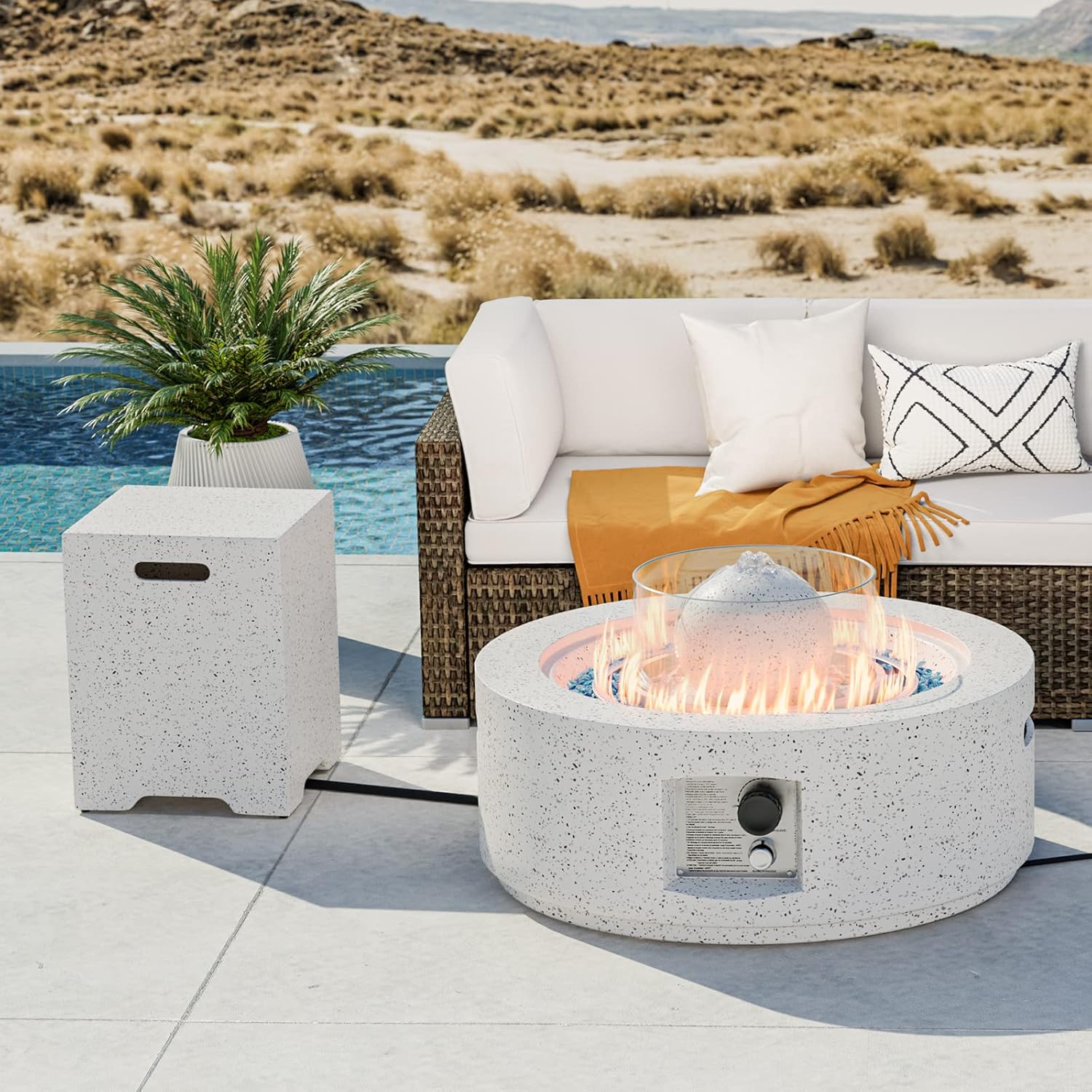 Amazon.com: COSIEST 2-Piece Outdoor Propane Fountain Fire Pit Table Set ...