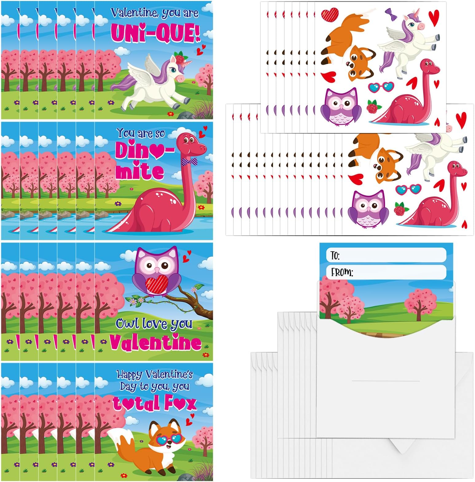 Amazon.com : SICOHOME Valentines Cards for Kids Classroom - with ...